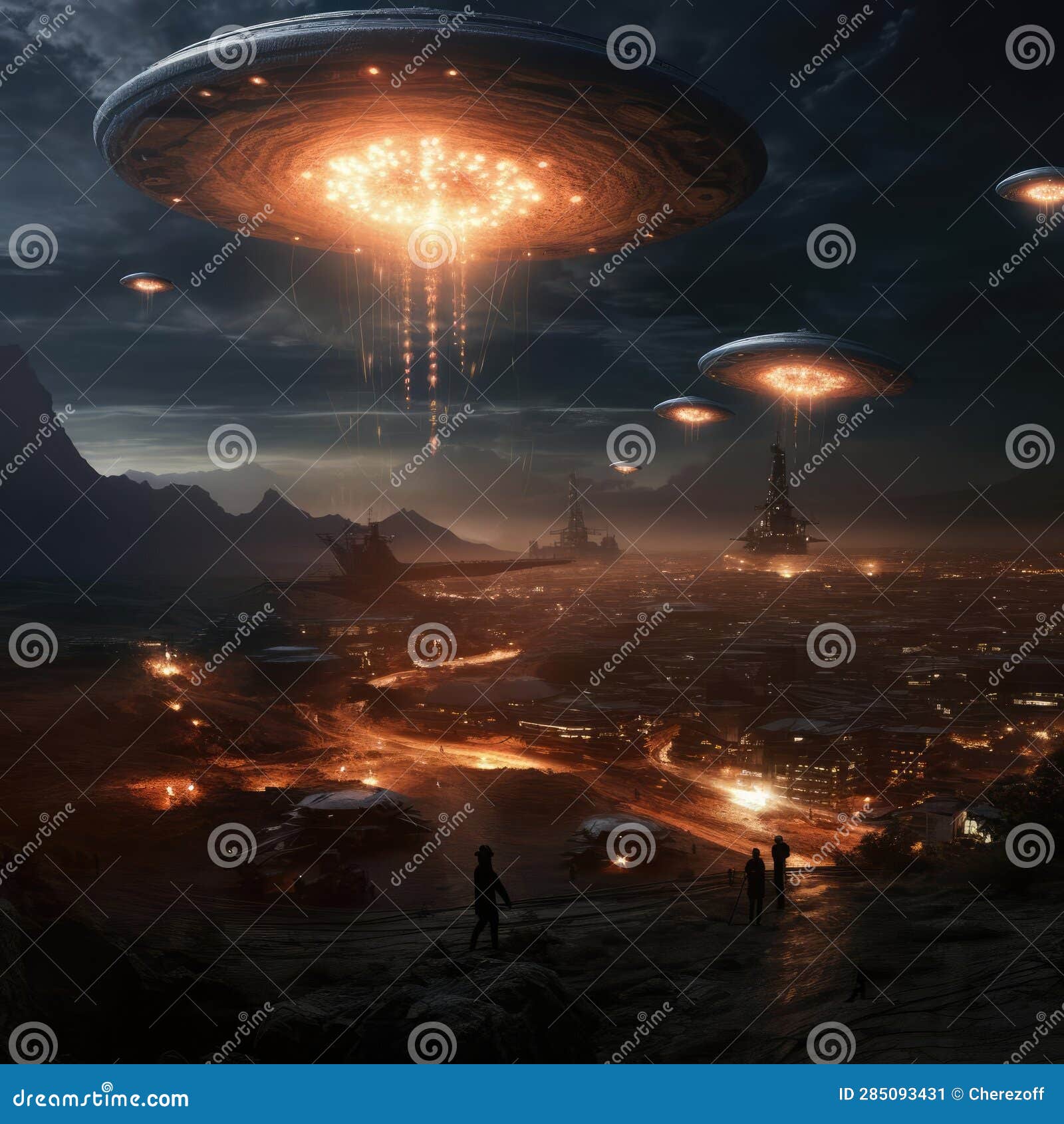 War with aliens stock illustration. Illustration of render - 285093431