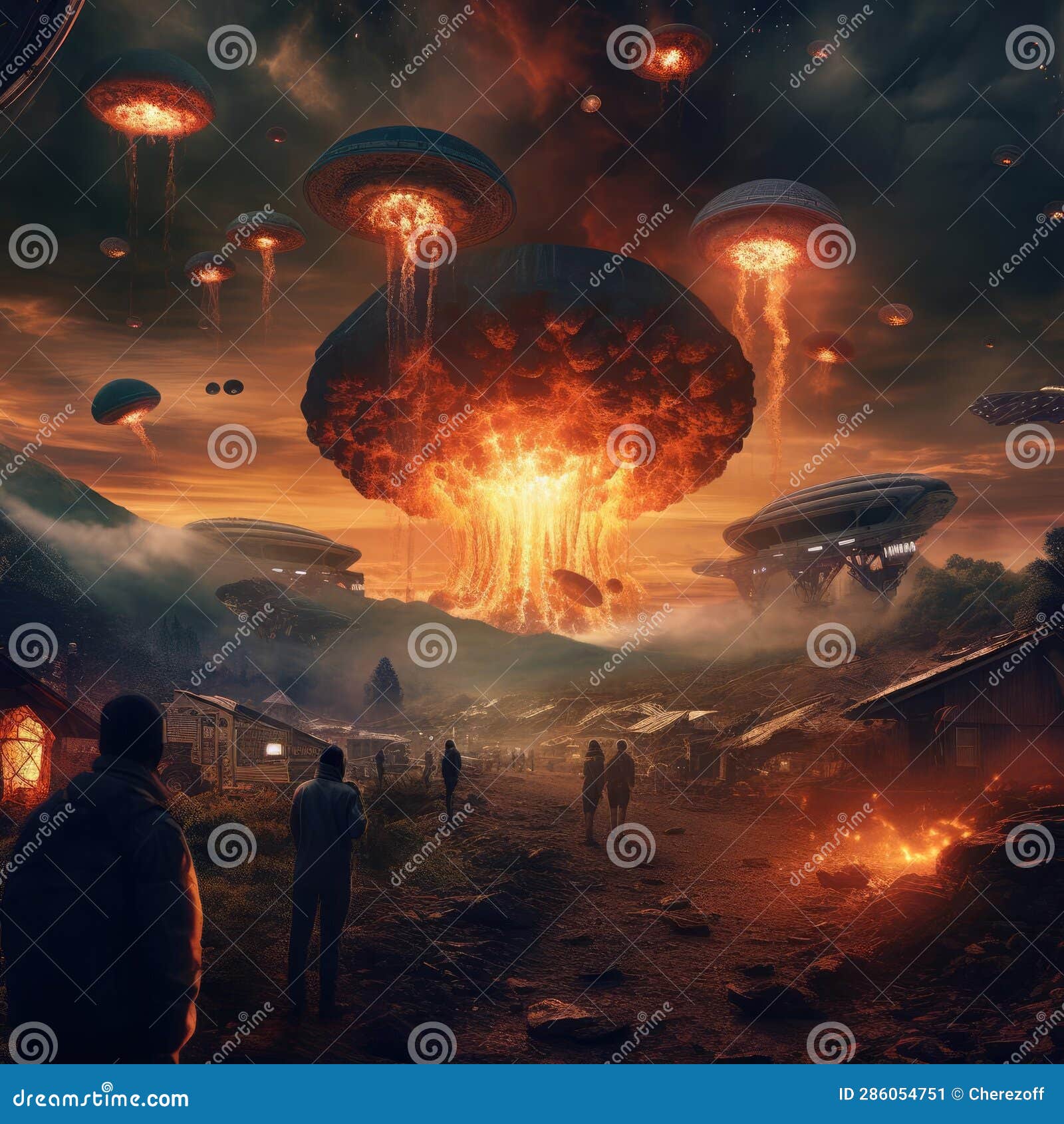 War with aliens stock illustration. Illustration of extraterrestrial ...