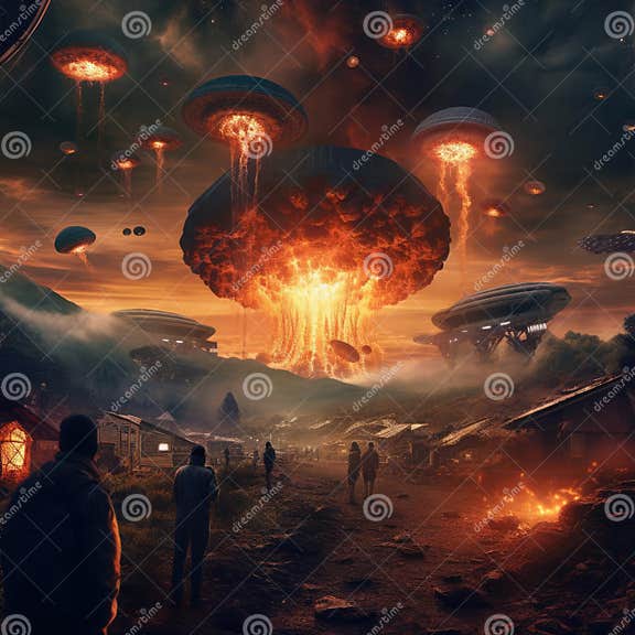 War with aliens stock illustration. Illustration of extraterrestrial ...