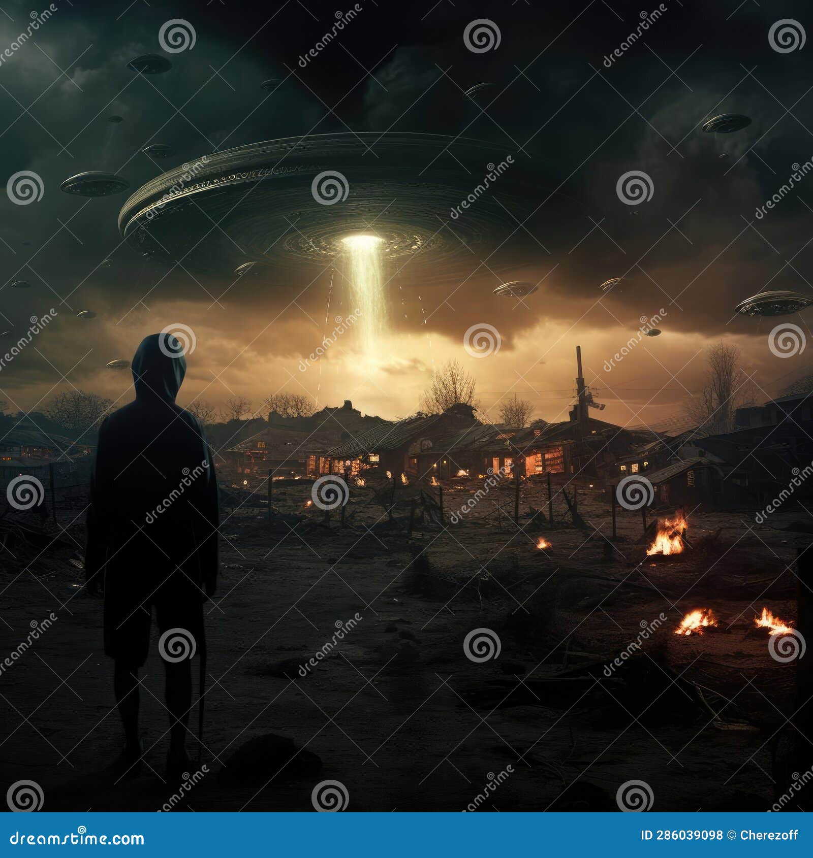 War with aliens stock illustration. Illustration of technology - 286039098