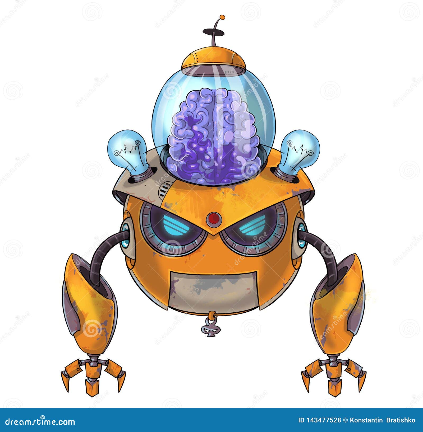 War angry brain Robot stock illustration. Illustration of equipment ...