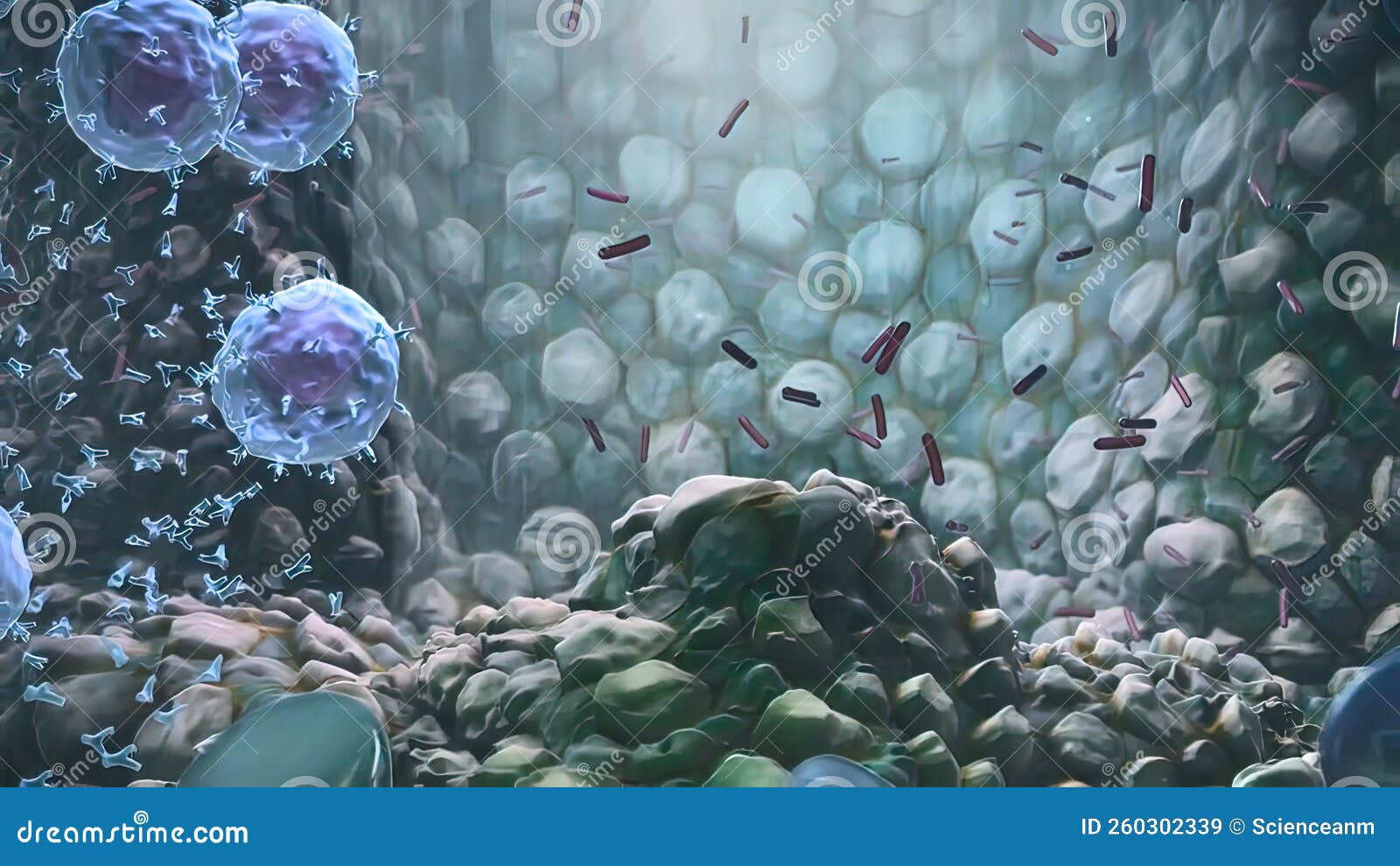 War of bacteria and cells stock illustration. Illustration of condition ...