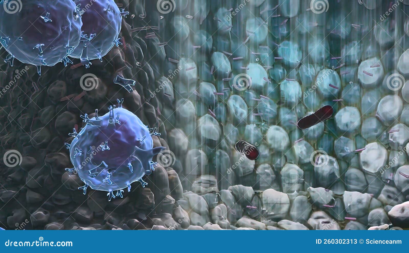 War of bacteria and cells stock illustration. Illustration of drop ...