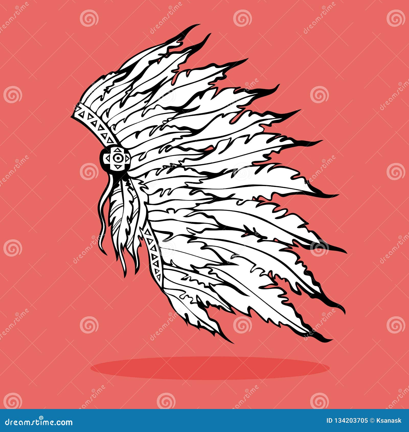 War Bonnet Native American Indian Plume Headdress. Stock Vector ...