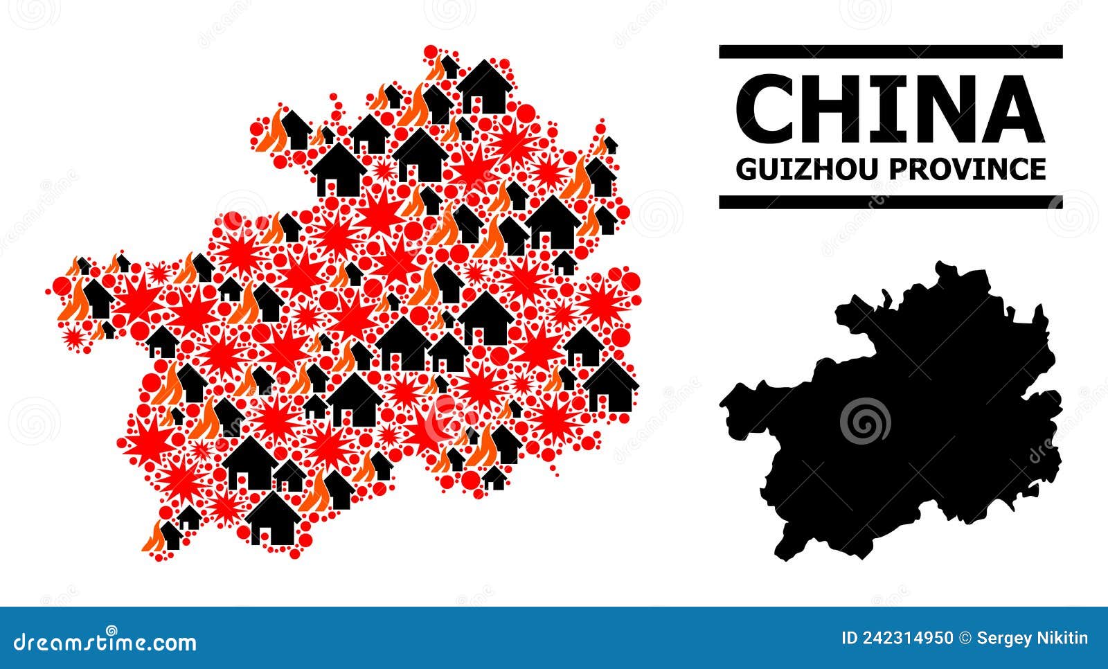 War Collage Map of Guizhou Province Stock Vector - Illustration of ...