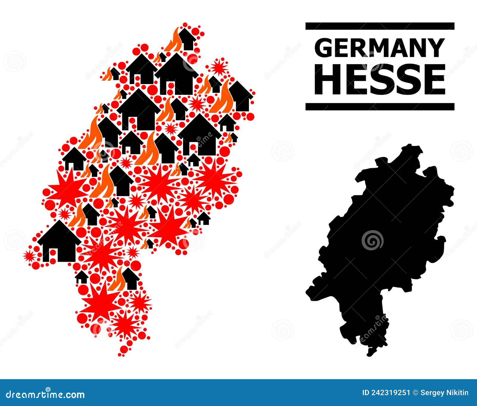 War Collage Map of Hesse State Stock Vector - Illustration of ...
