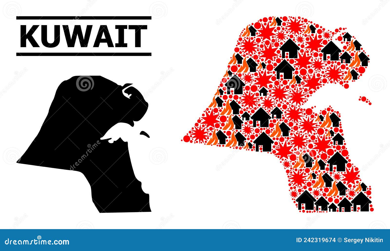 War Collage Map of Kuwait stock vector. Illustration of aggression ...