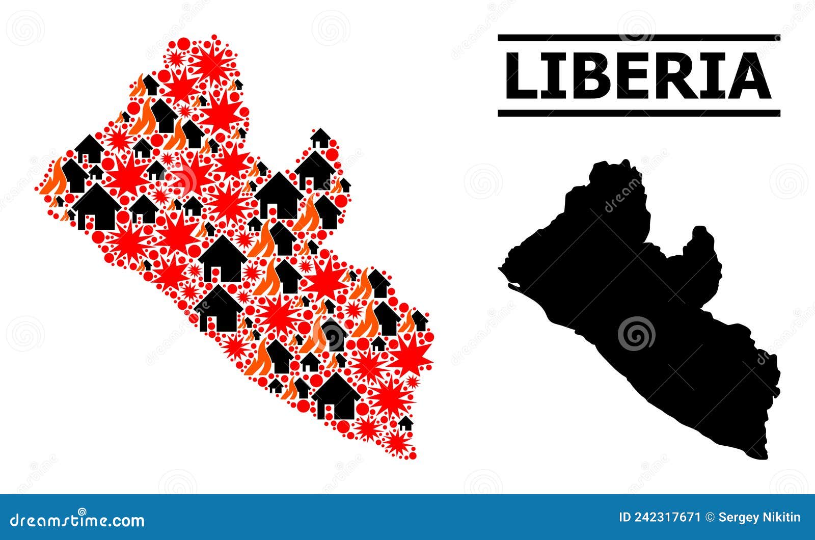 War Collage Map of Liberia stock vector. Illustration of national ...