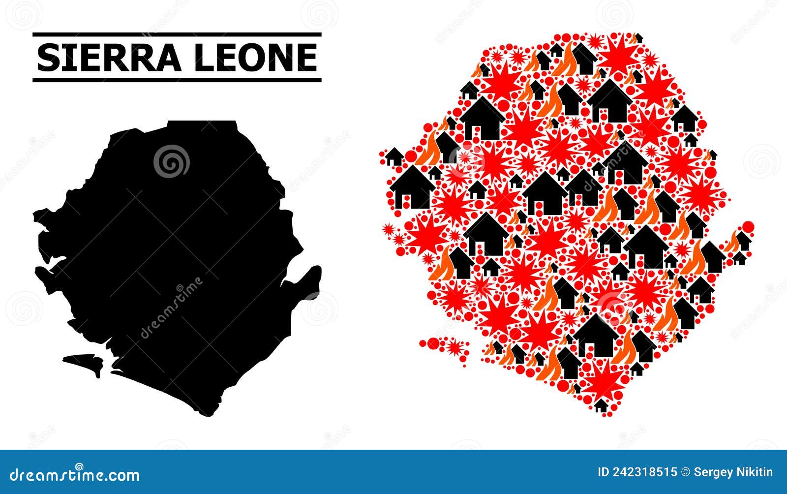 War Collage Map of Sierra Leone Stock Vector - Illustration of abstract ...