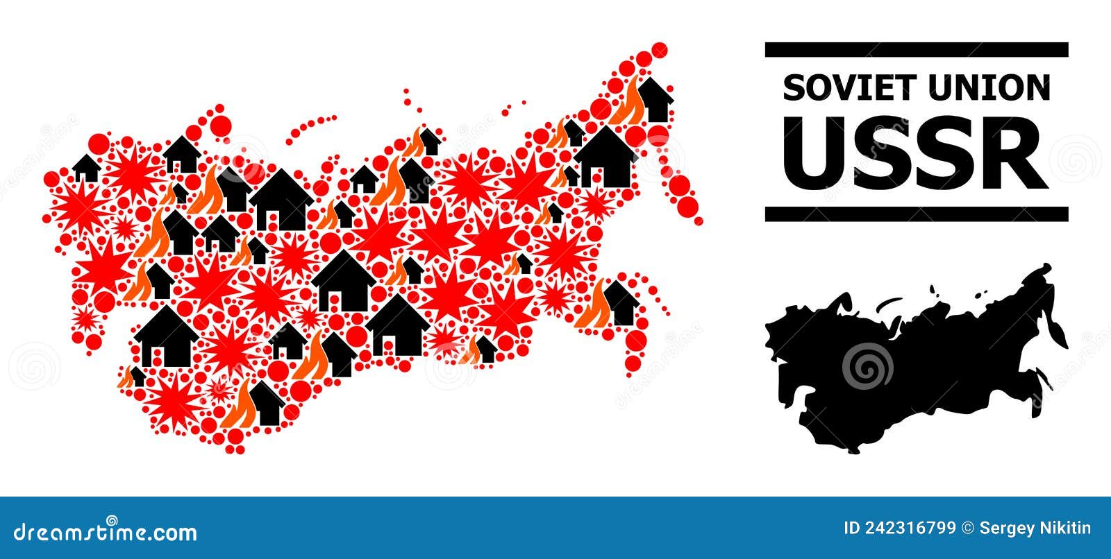 War Collage Map Of USSR Cartoon Vector | CartoonDealer.com #242316799