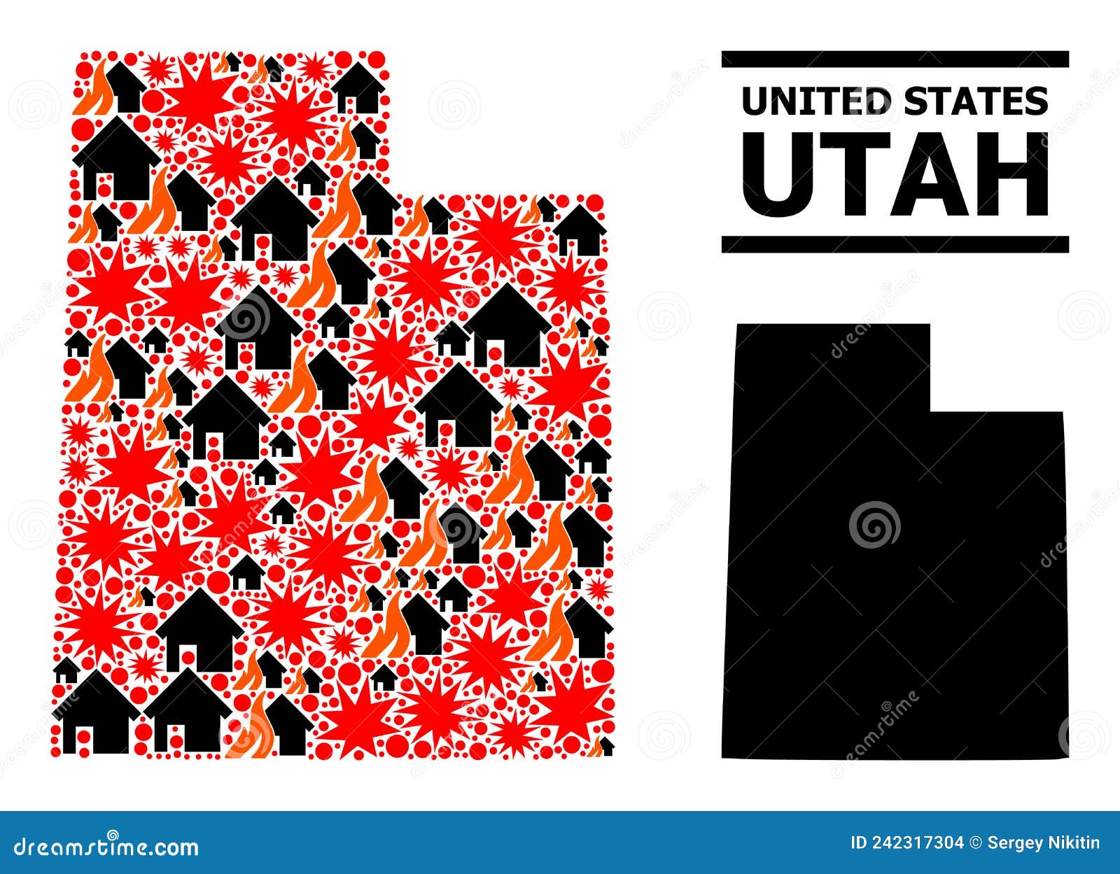 War Collage Map of Utah State Stock Vector - Illustration of collage ...