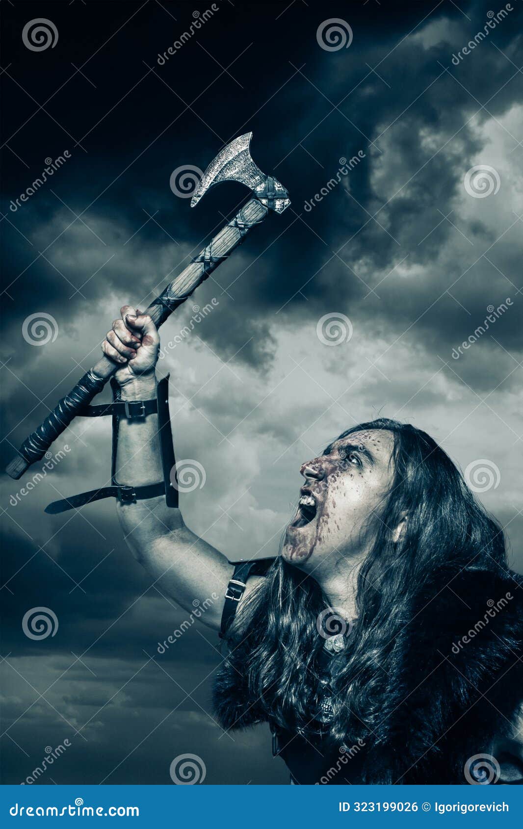 War cry stock photo. Image of hero, mercenary, armor - 323199026