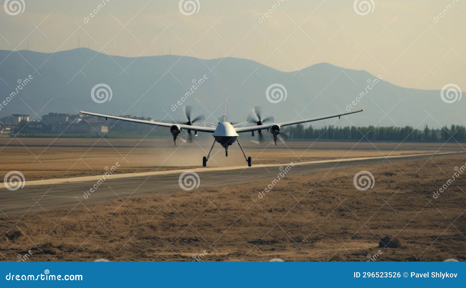 War Drone on Runway in Take Off. Stock Photo - Image of data ...