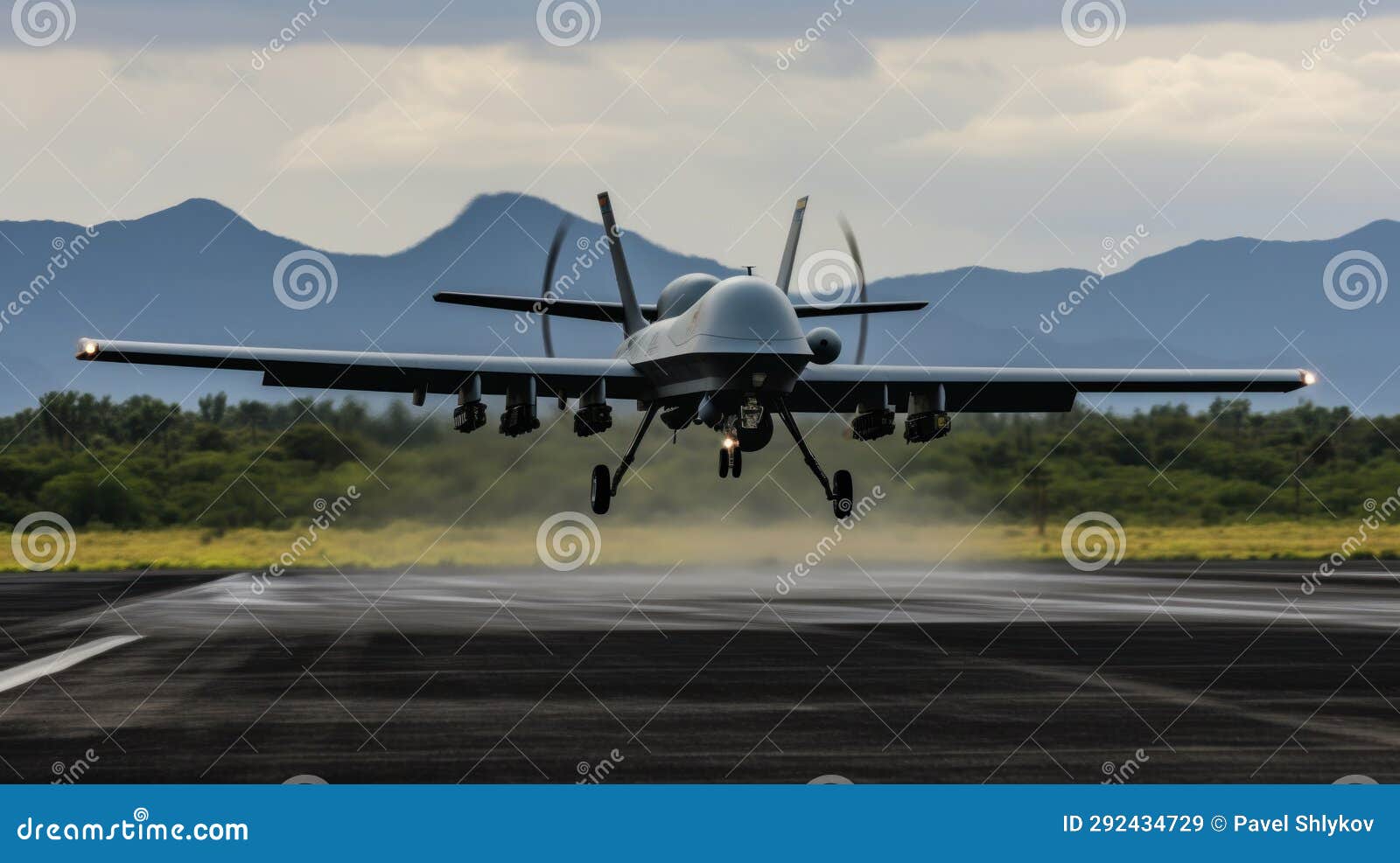 War Drone on Runway in Take Off. Stock Image - Image of usaf, front ...