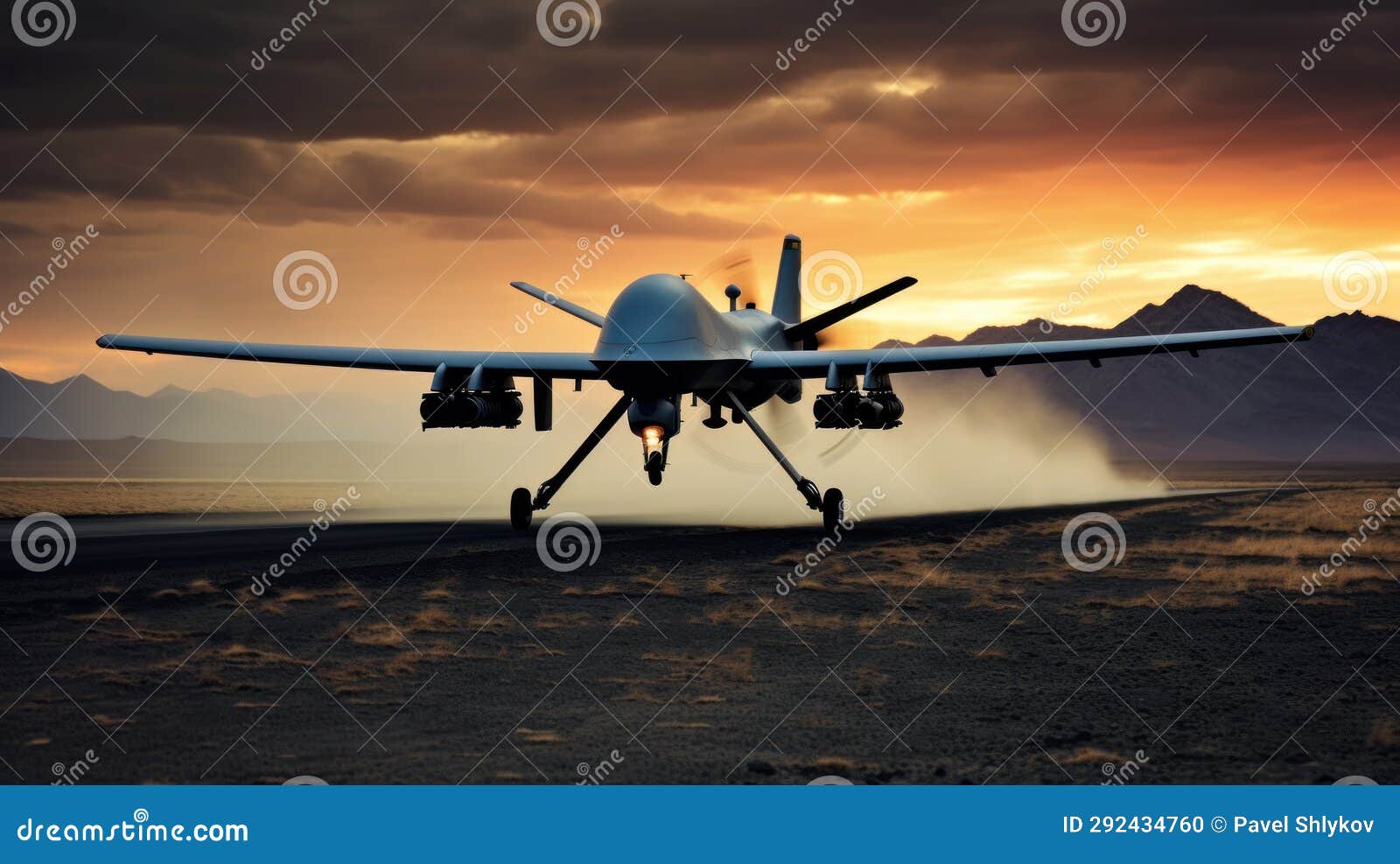 War Drone on Runway in Take Off. Stock Photo - Image of aerial, famous ...