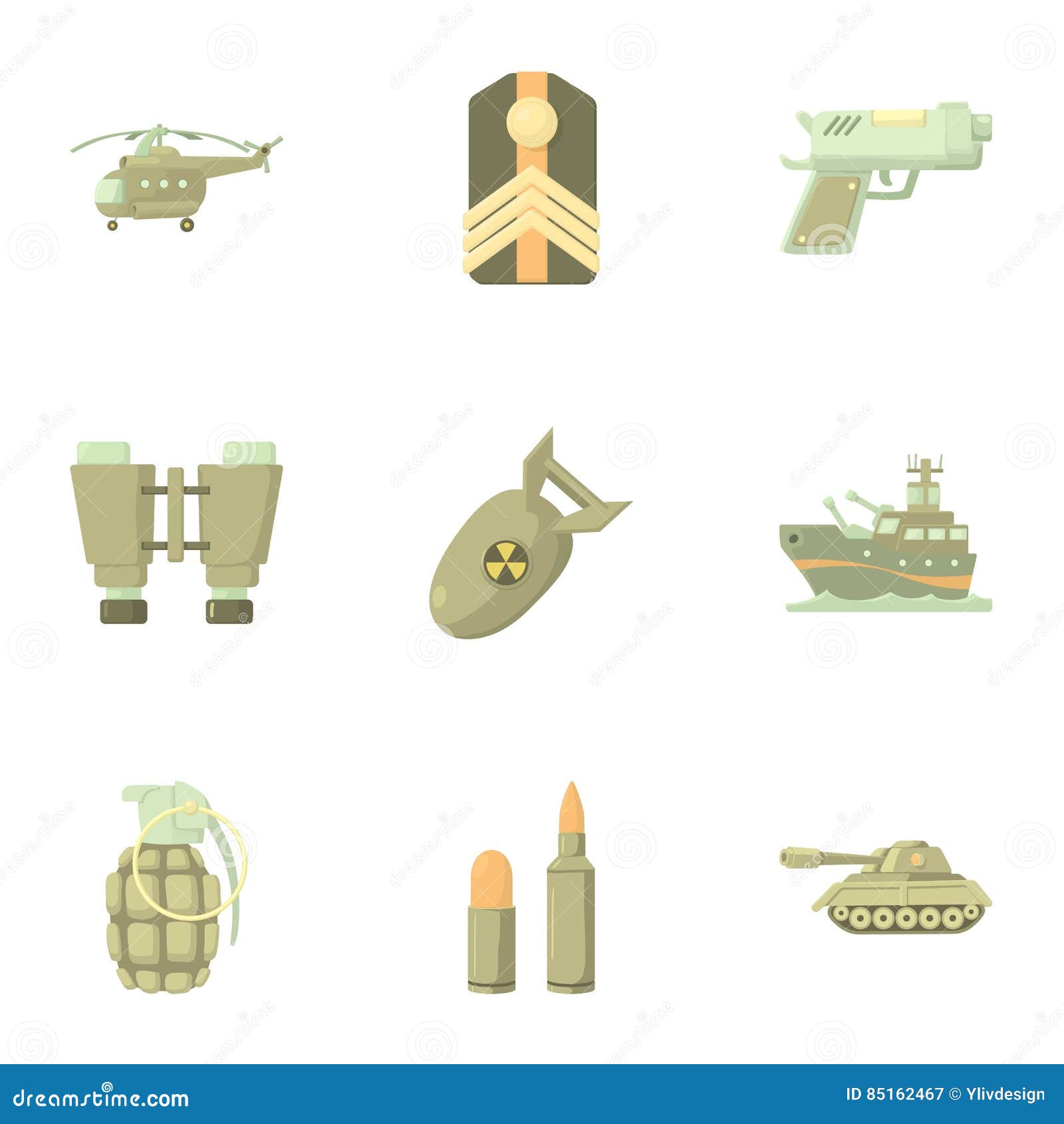 War Equipment Icons Set, Cartoon Style Stock Vector - Illustration of ...