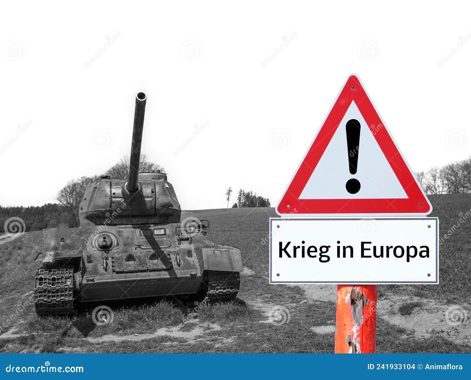 War in Europe Warning Sign in German Stock Photo - Image of battle ...
