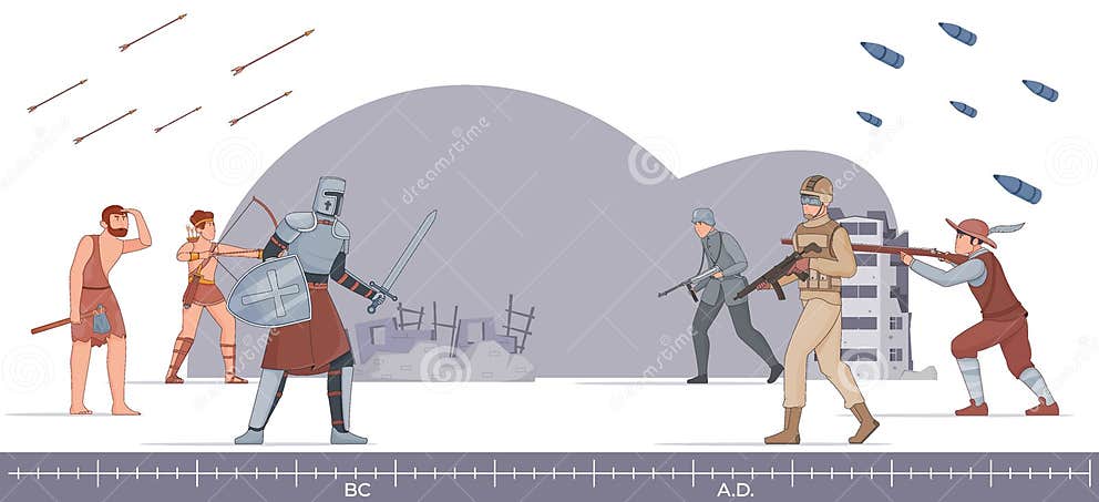 War Evolution Timeline Composition Stock Illustration - Illustration of ...