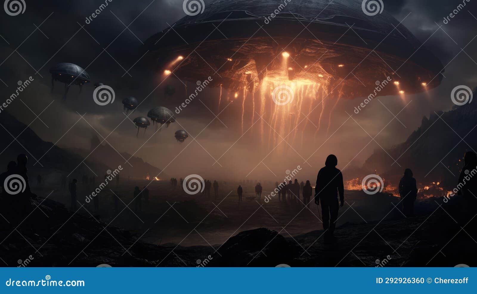 War between Humans and Aliens Stock Illustration - Illustration of ...