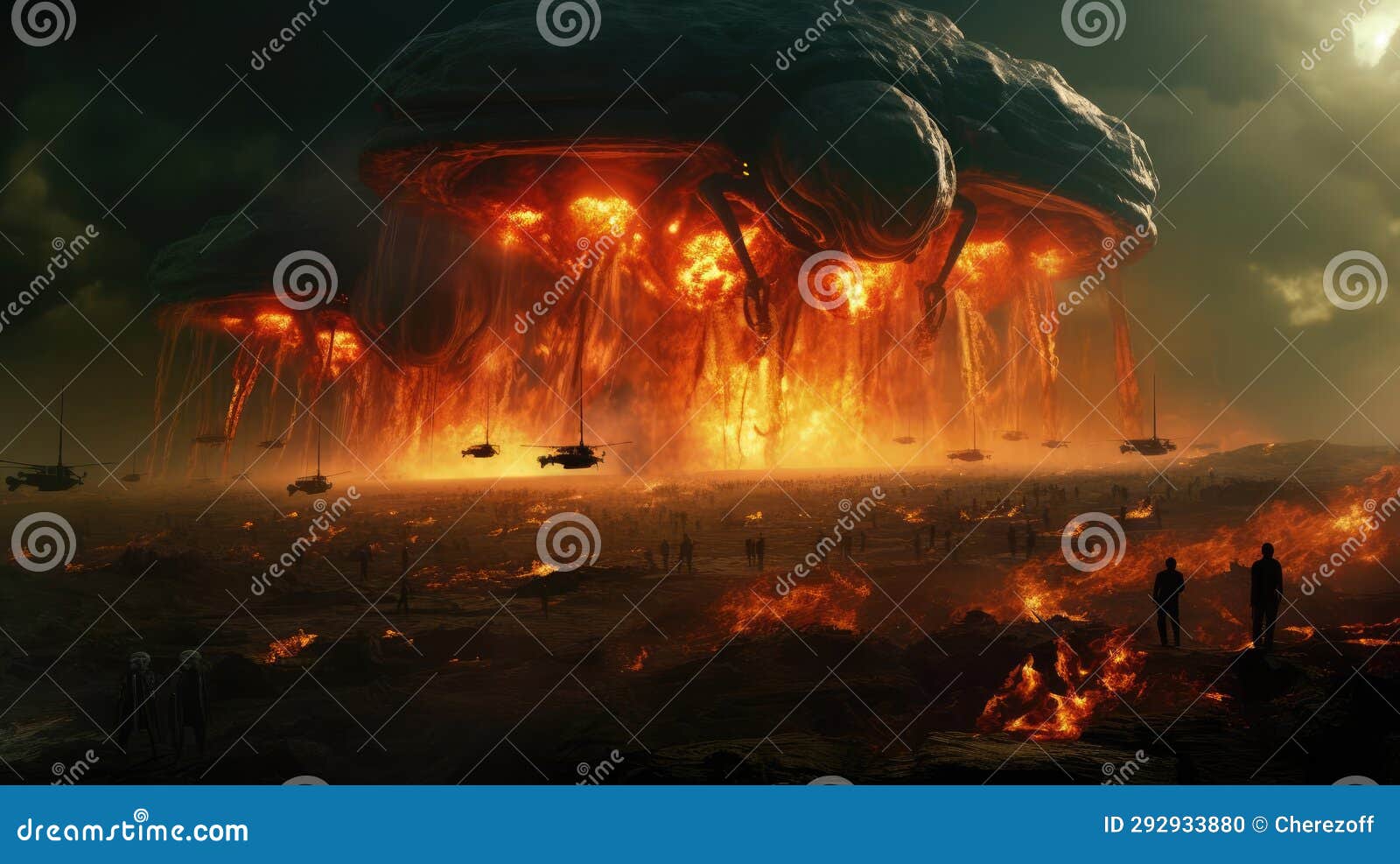 War between Humans and Aliens Stock Illustration - Illustration of ...