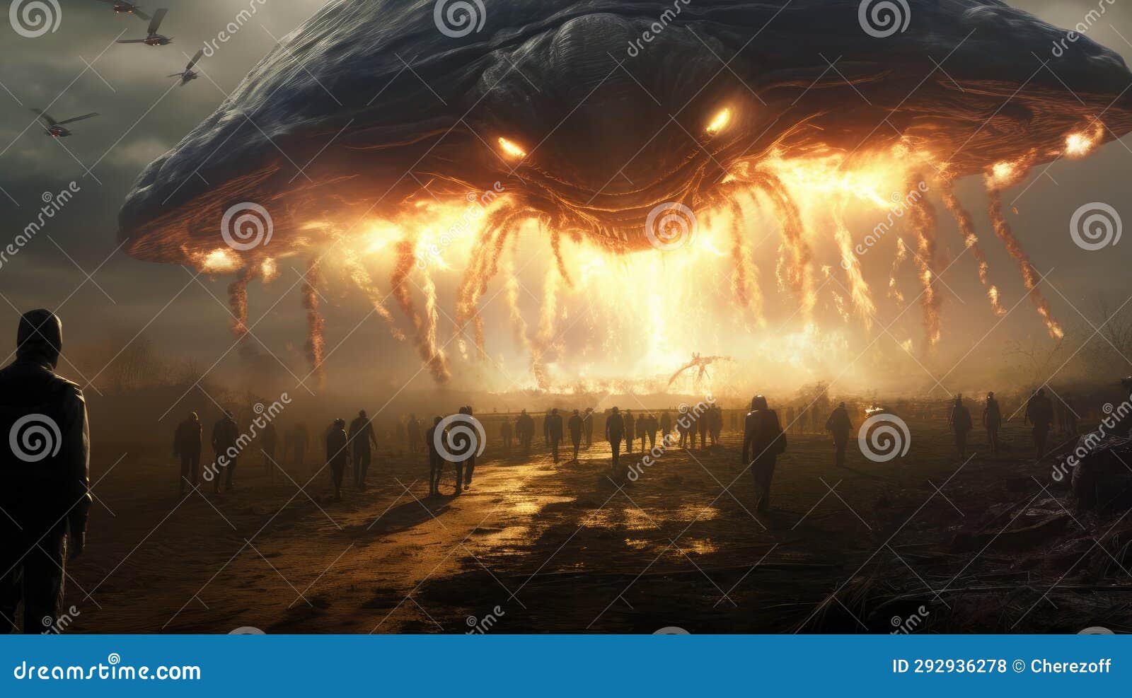 War between Humans and Aliens Stock Illustration - Illustration of ...