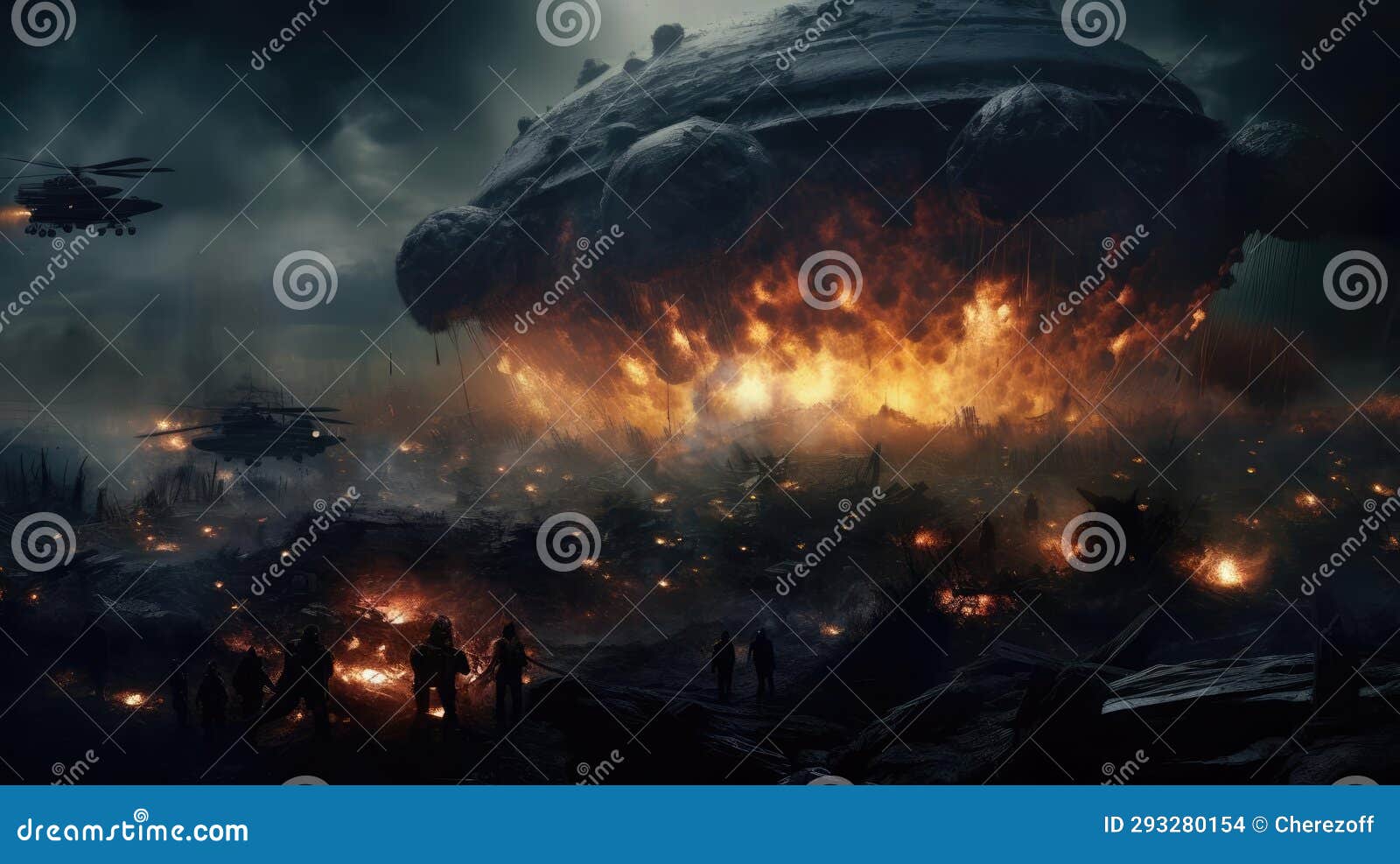 War between Humans and Aliens Stock Illustration - Illustration of ...