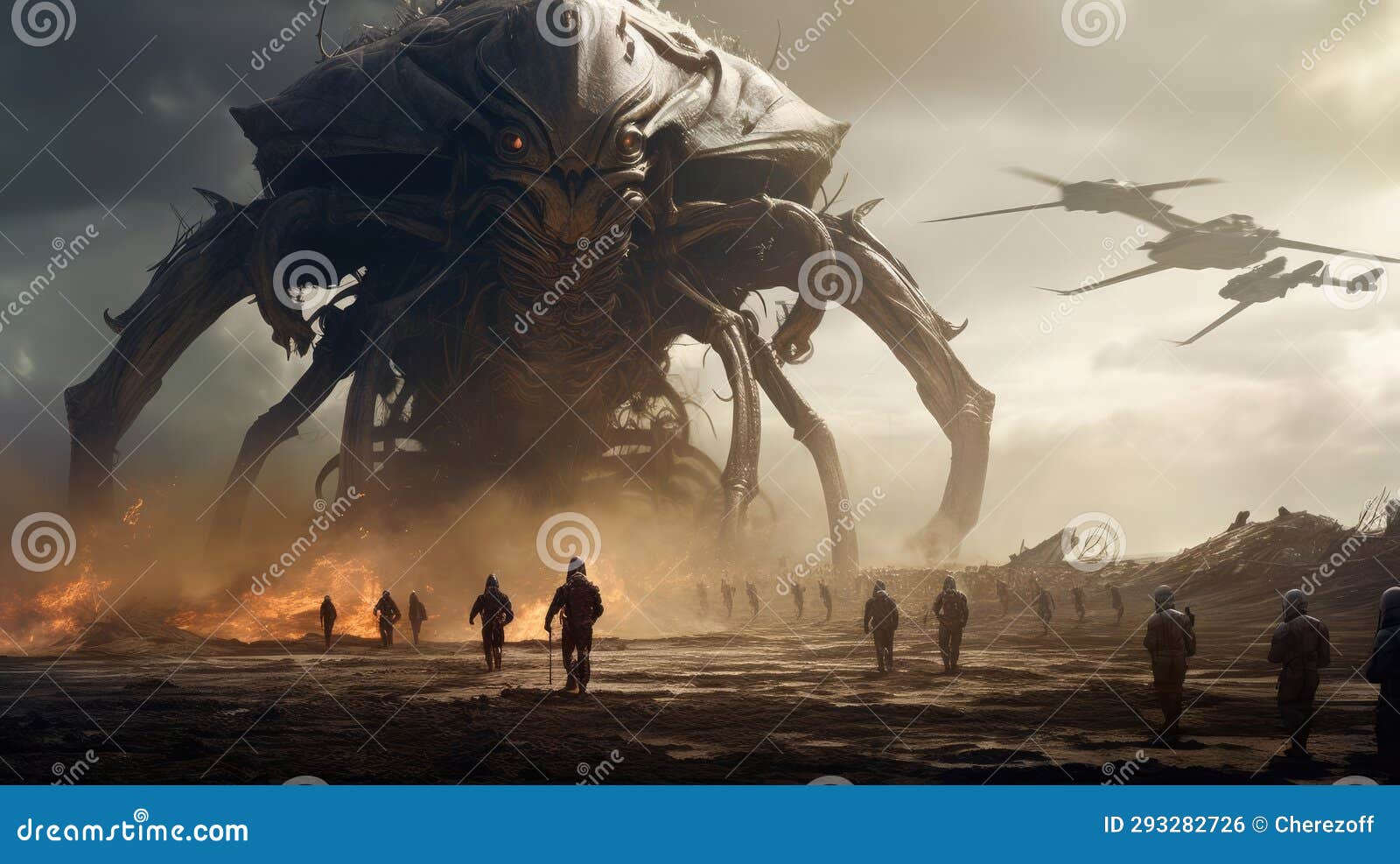 War between Humans and Aliens Stock Illustration - Illustration of ...