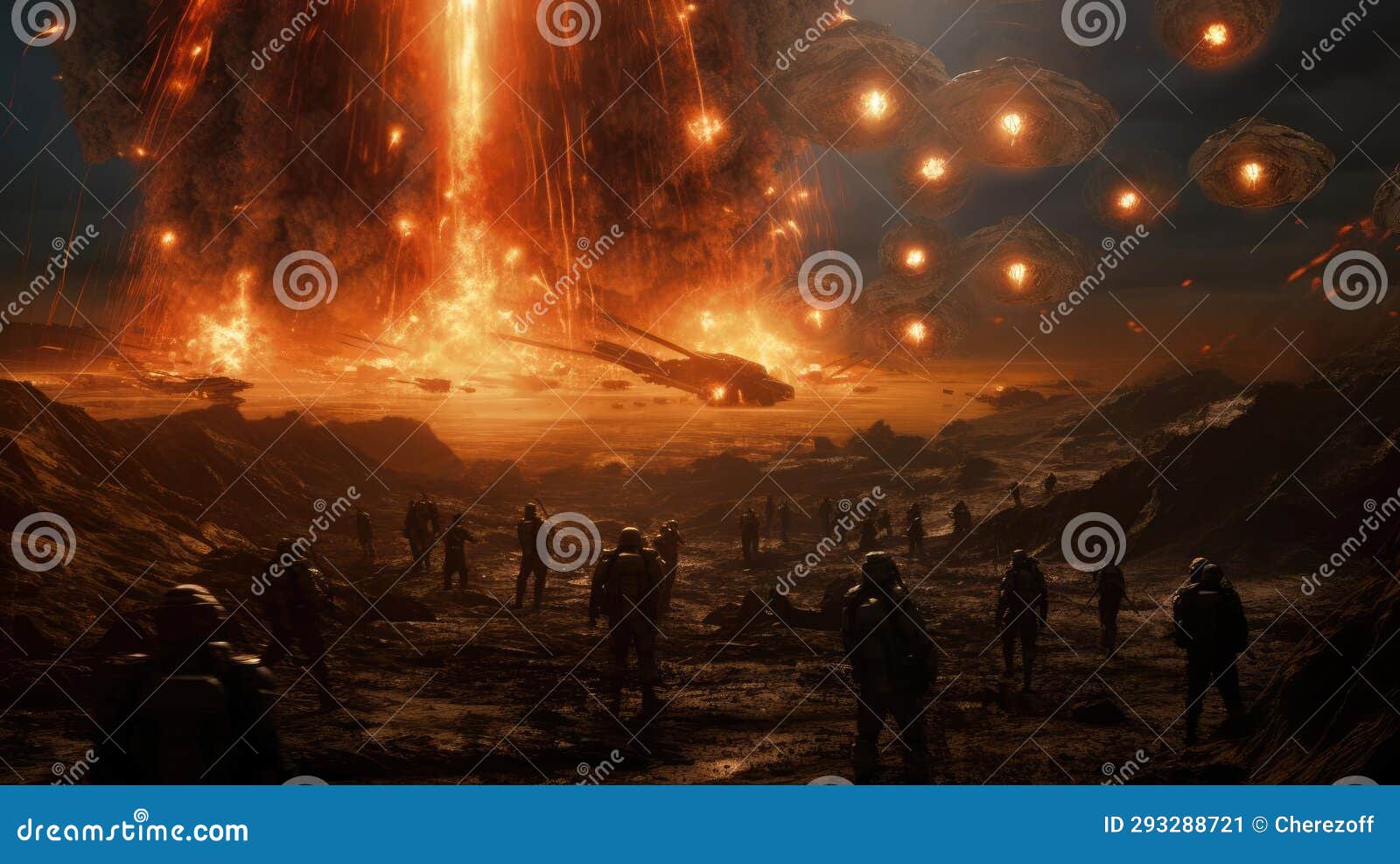 War between Humans and Aliens Stock Illustration - Illustration of dark ...