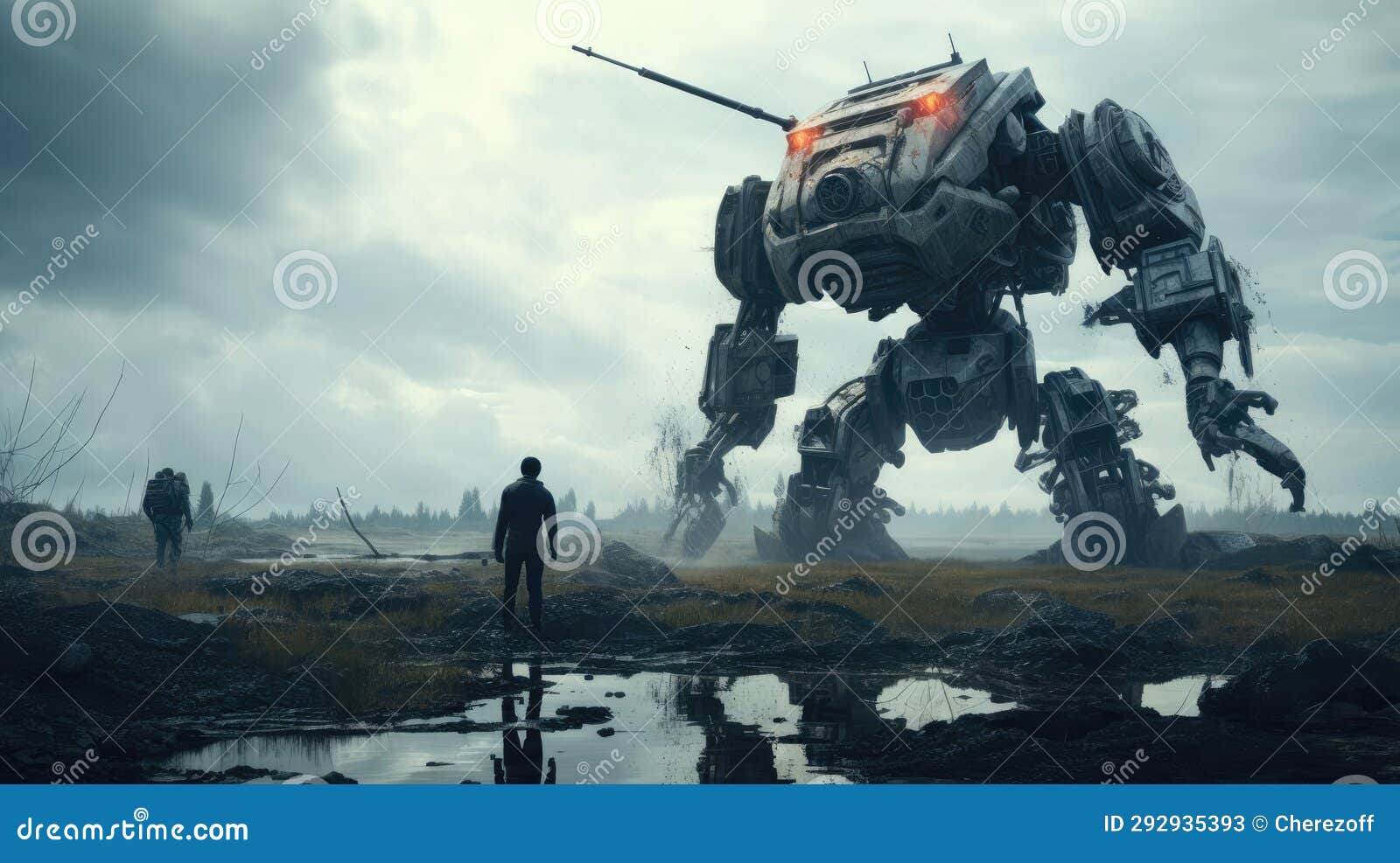 War between Humans and Robots Stock Image - Image of human, competing ...