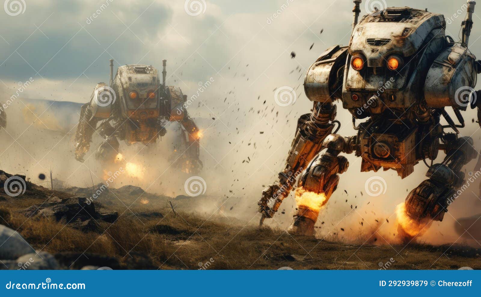 War between Humans and Robots Stock Image - Image of human, fantasy ...
