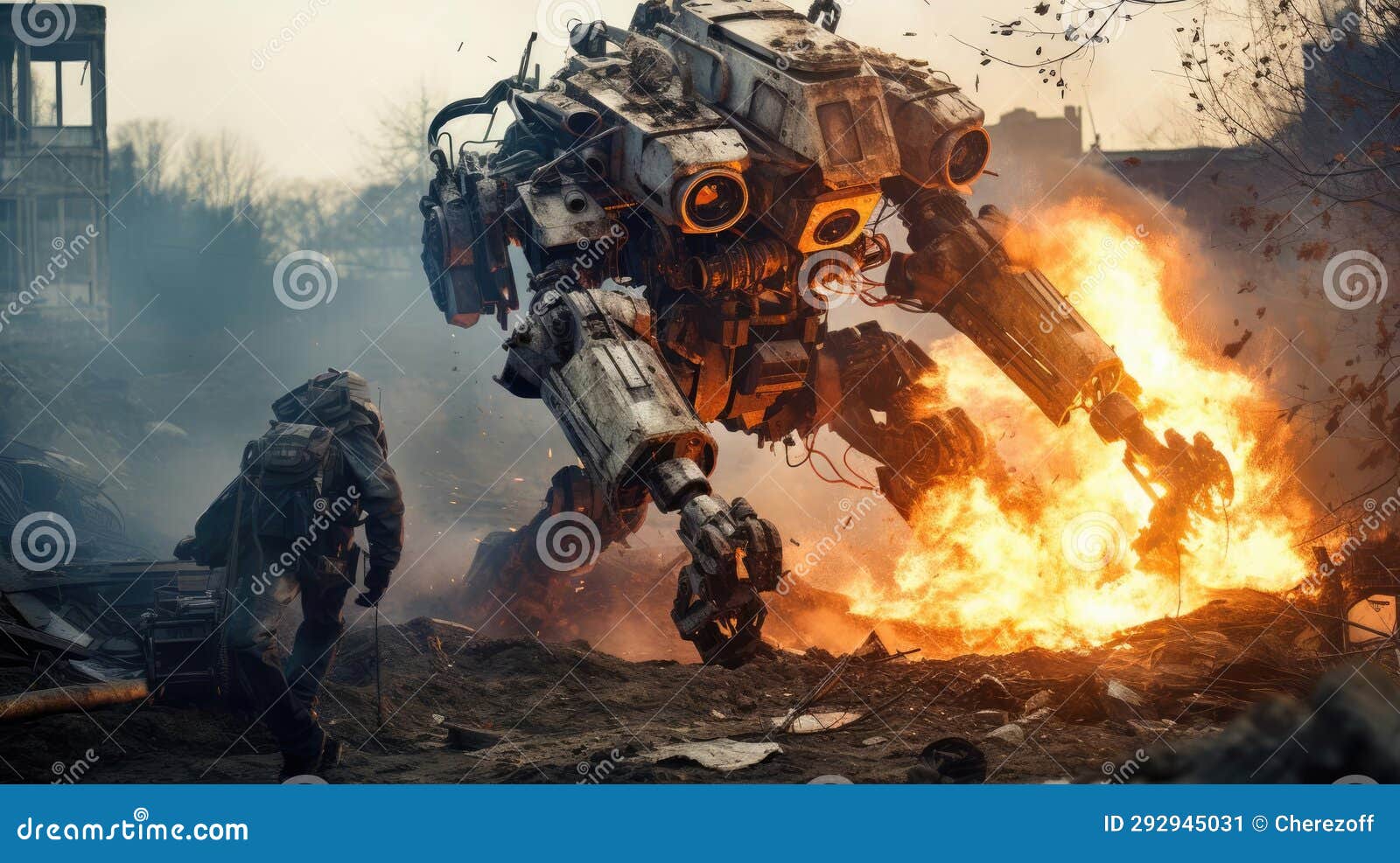 War between Humans and Robots Stock Image - Image of rope, worker ...