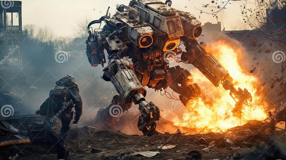 War between Humans and Robots Stock Image - Image of rope, worker ...