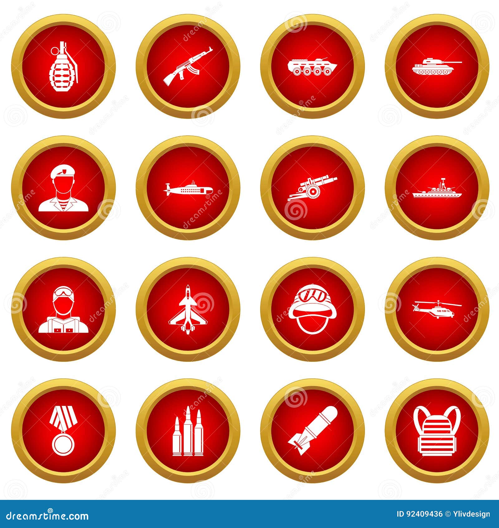 War icon red circle set stock vector. Illustration of plane - 92409436
