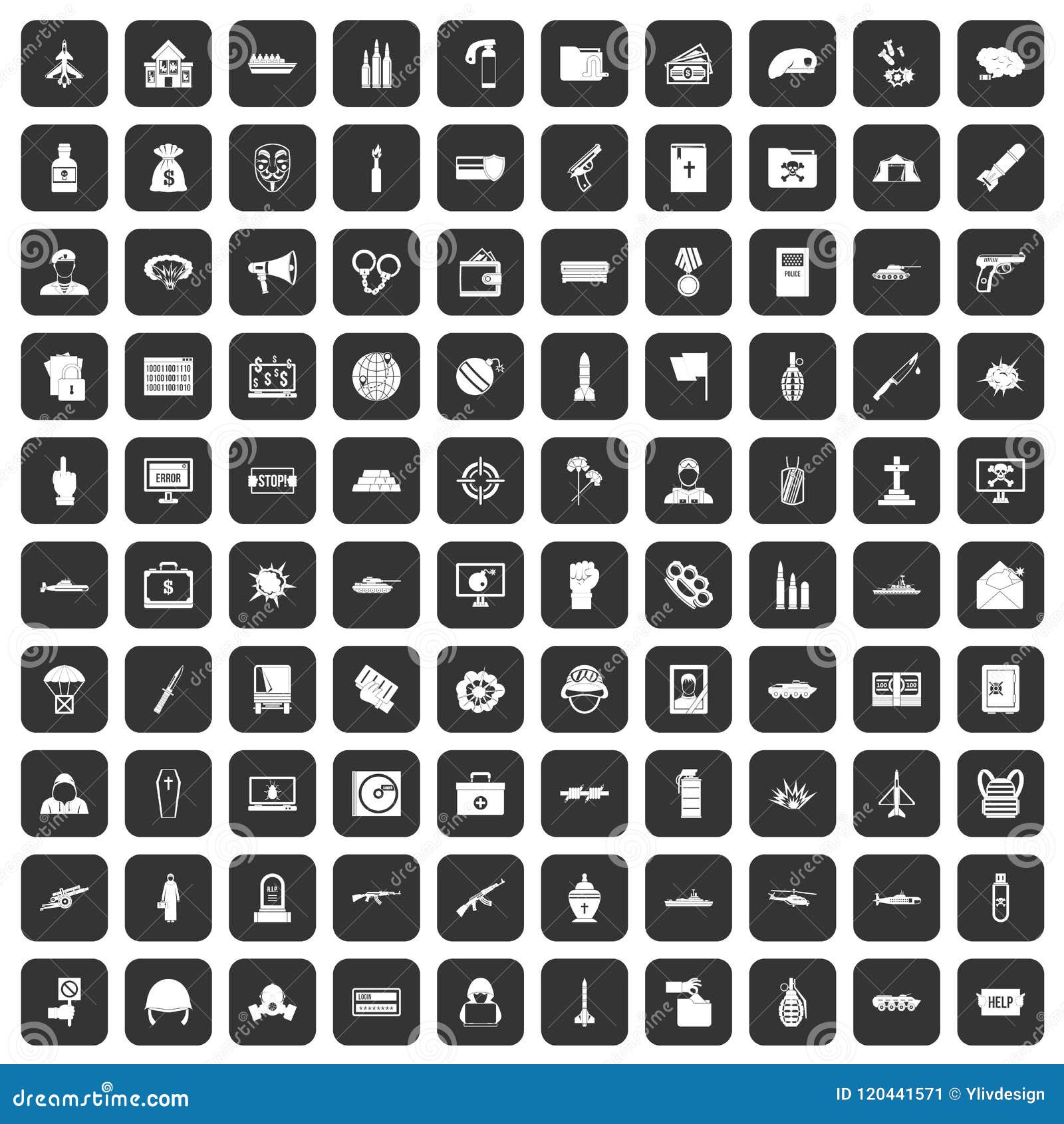 100 war icons set black stock vector. Illustration of gold - 120441571