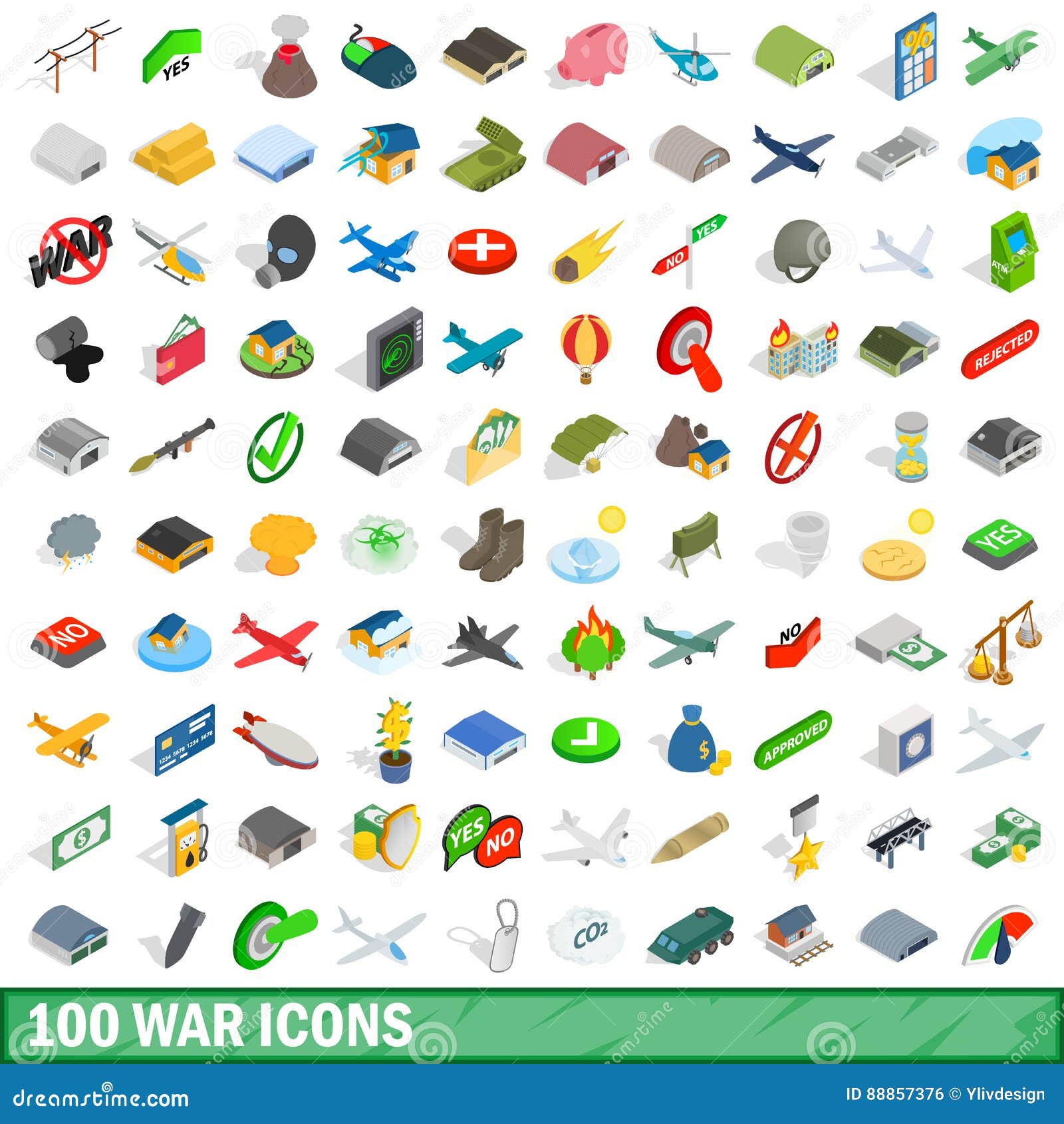 100 War Icons Set, Isometric 3d Style Stock Vector - Illustration of ...