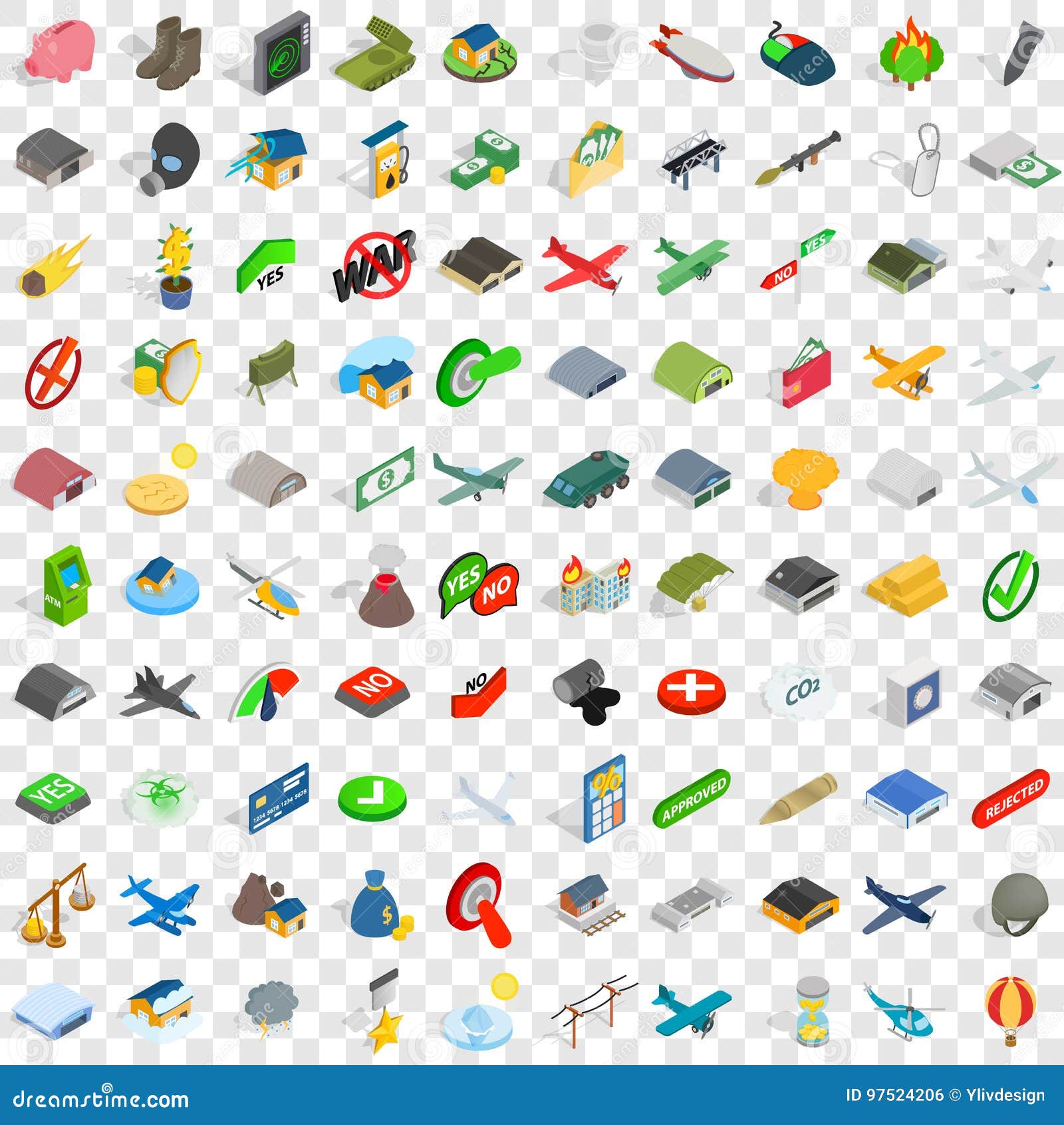 100 War Icons Set, Isometric 3d Style Stock Vector - Illustration of ...