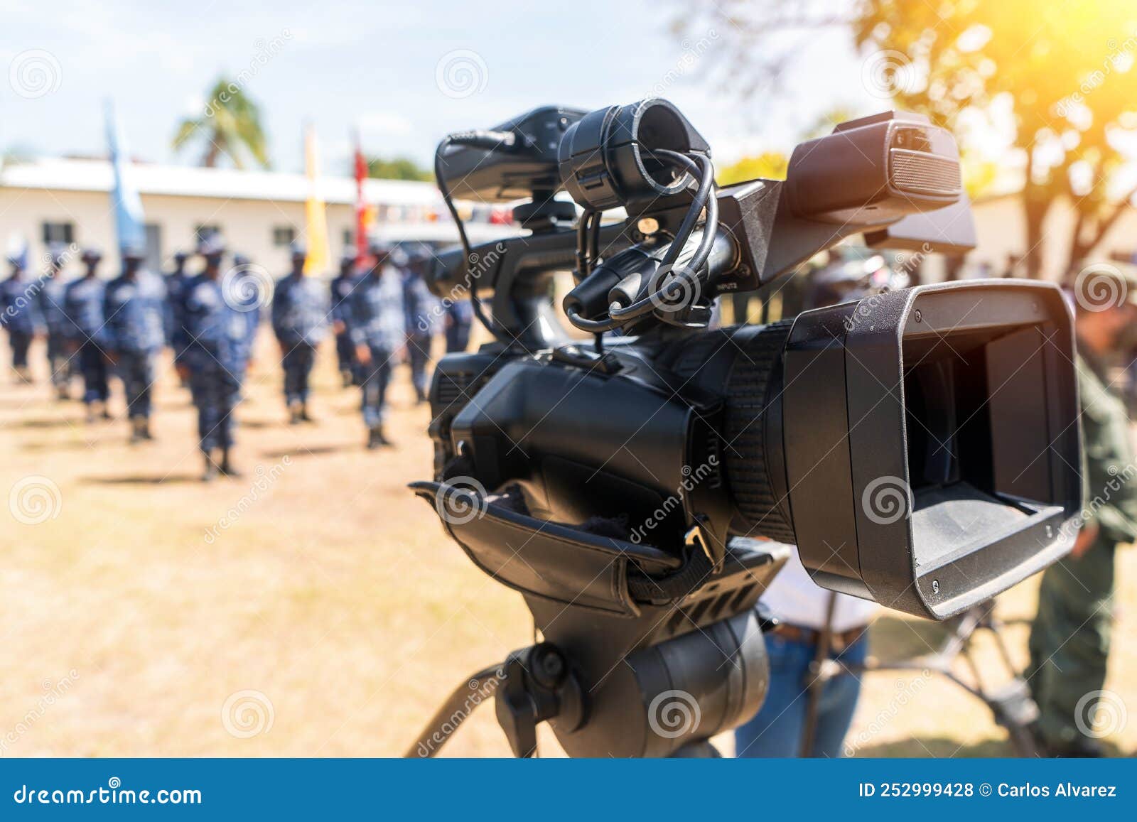 War Journalism, Video Camera in Front of a Military Formation Stock ...