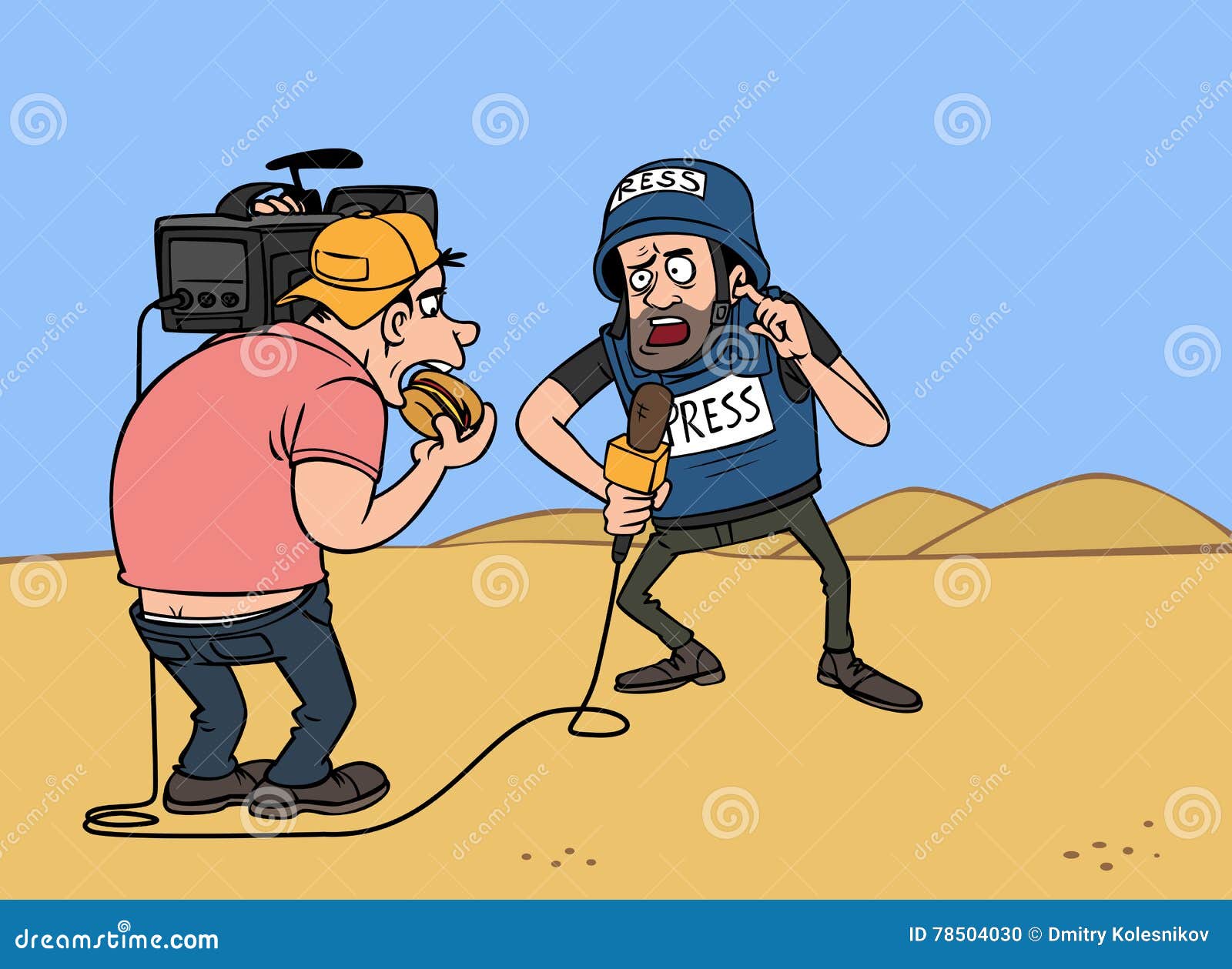 War Journalist with Cameraman Stock Illustration - Illustration of news ...