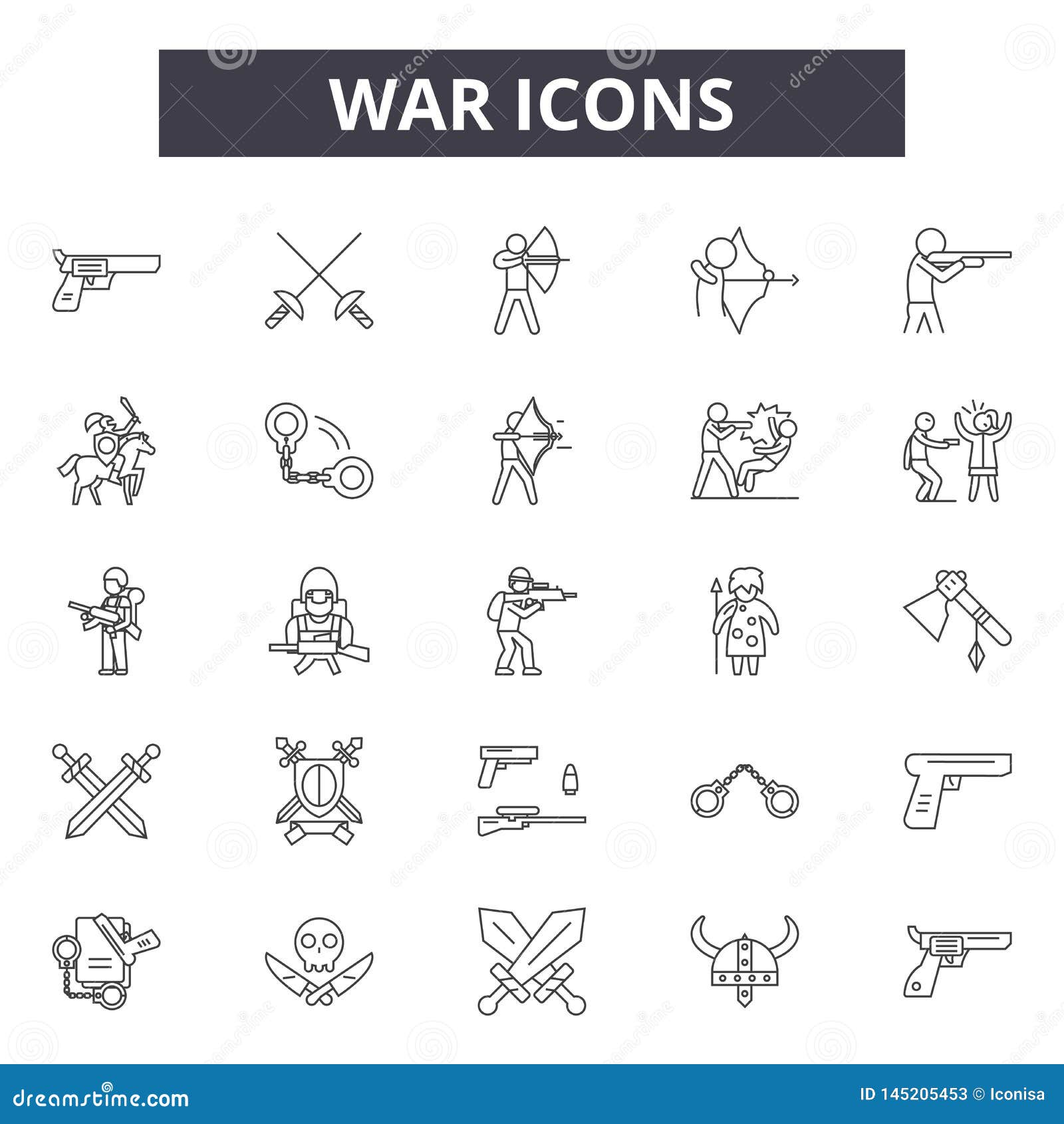War Line Icons, Signs, Vector Set, Outline Illustration Concept Stock ...