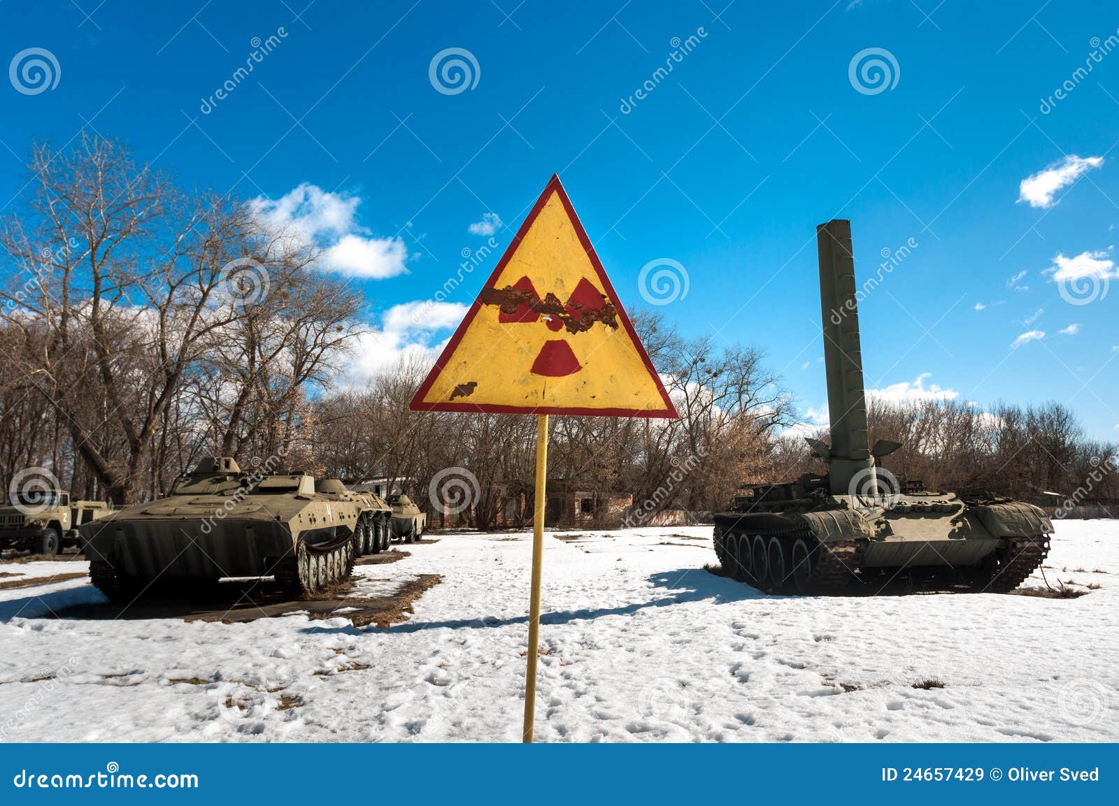 War Machines with Radioactivity Sign at Chernobyl Stock Image - Image ...
