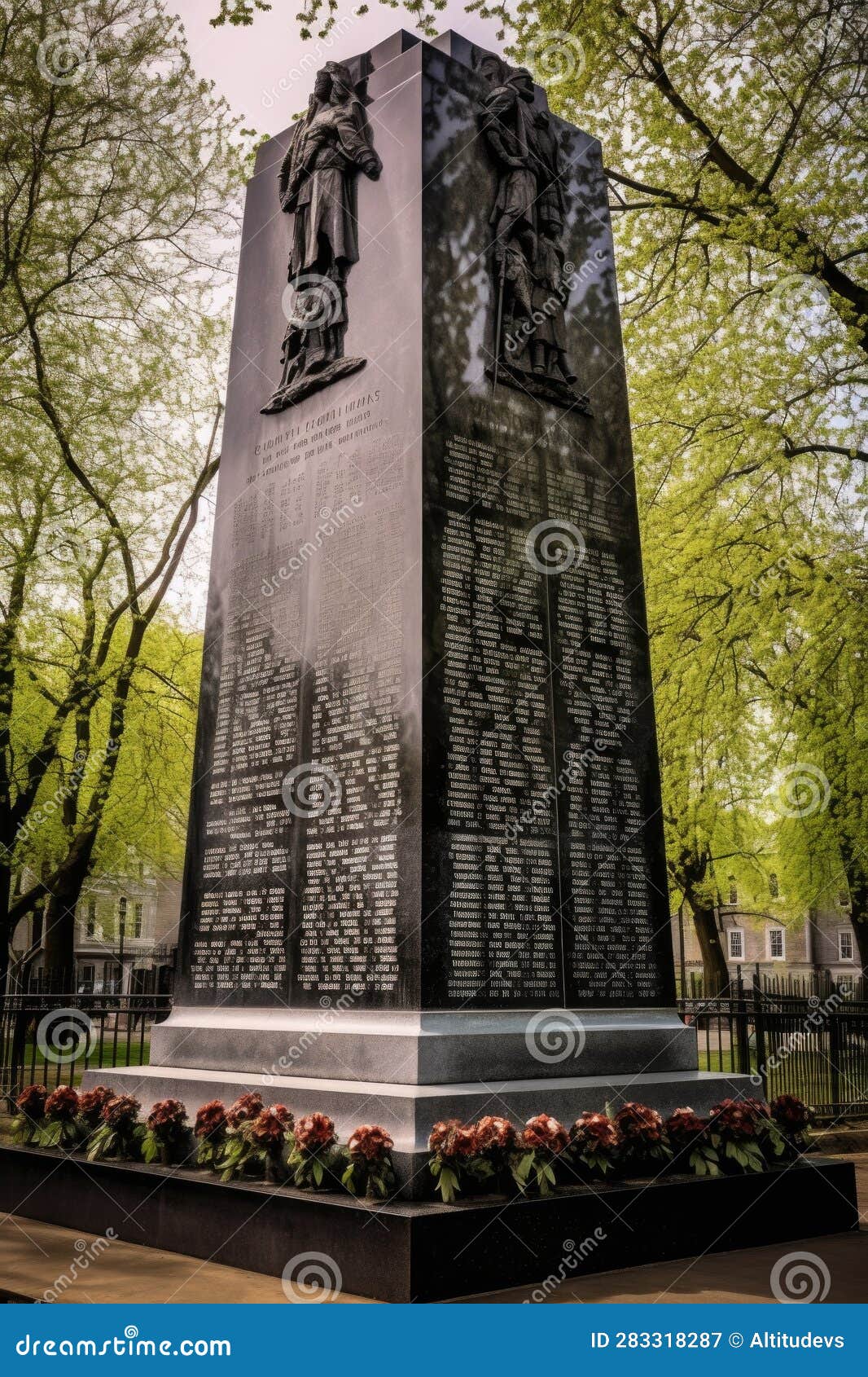 War Memorial Monument with Engraved Names of Fallen Soldiers Stock ...