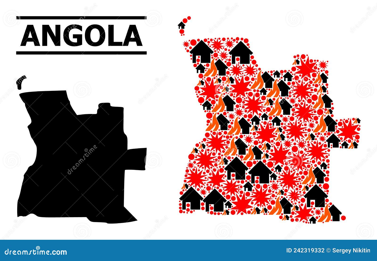 War Mosaic Map of Angola stock vector. Illustration of state - 242319332