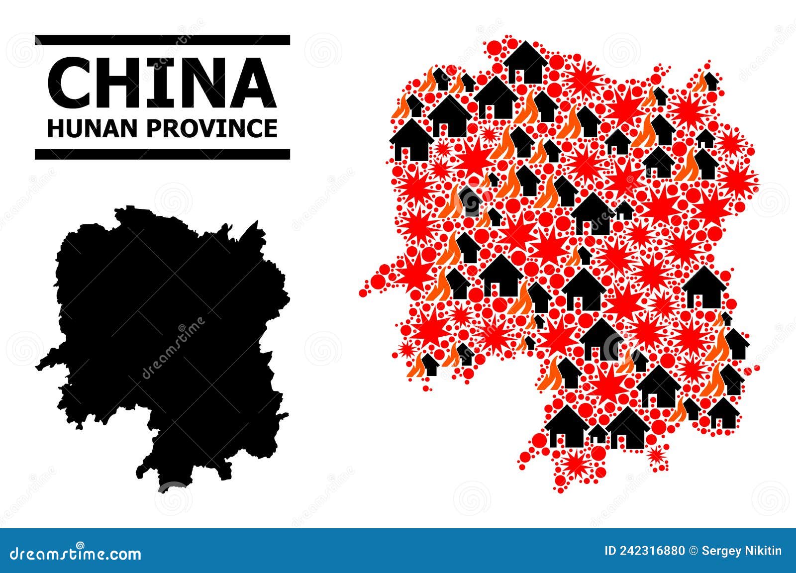 War Mosaic Map of Hunan Province Stock Vector - Illustration of ...