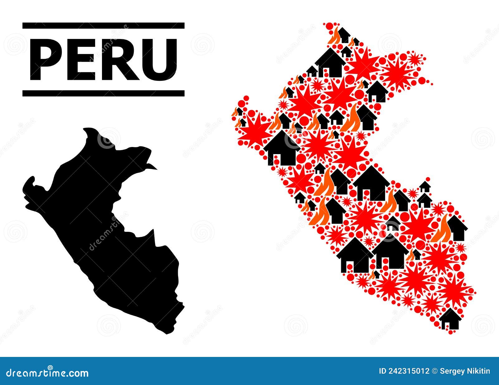 War Mosaic Map of Peru stock vector. Illustration of elements - 242315012