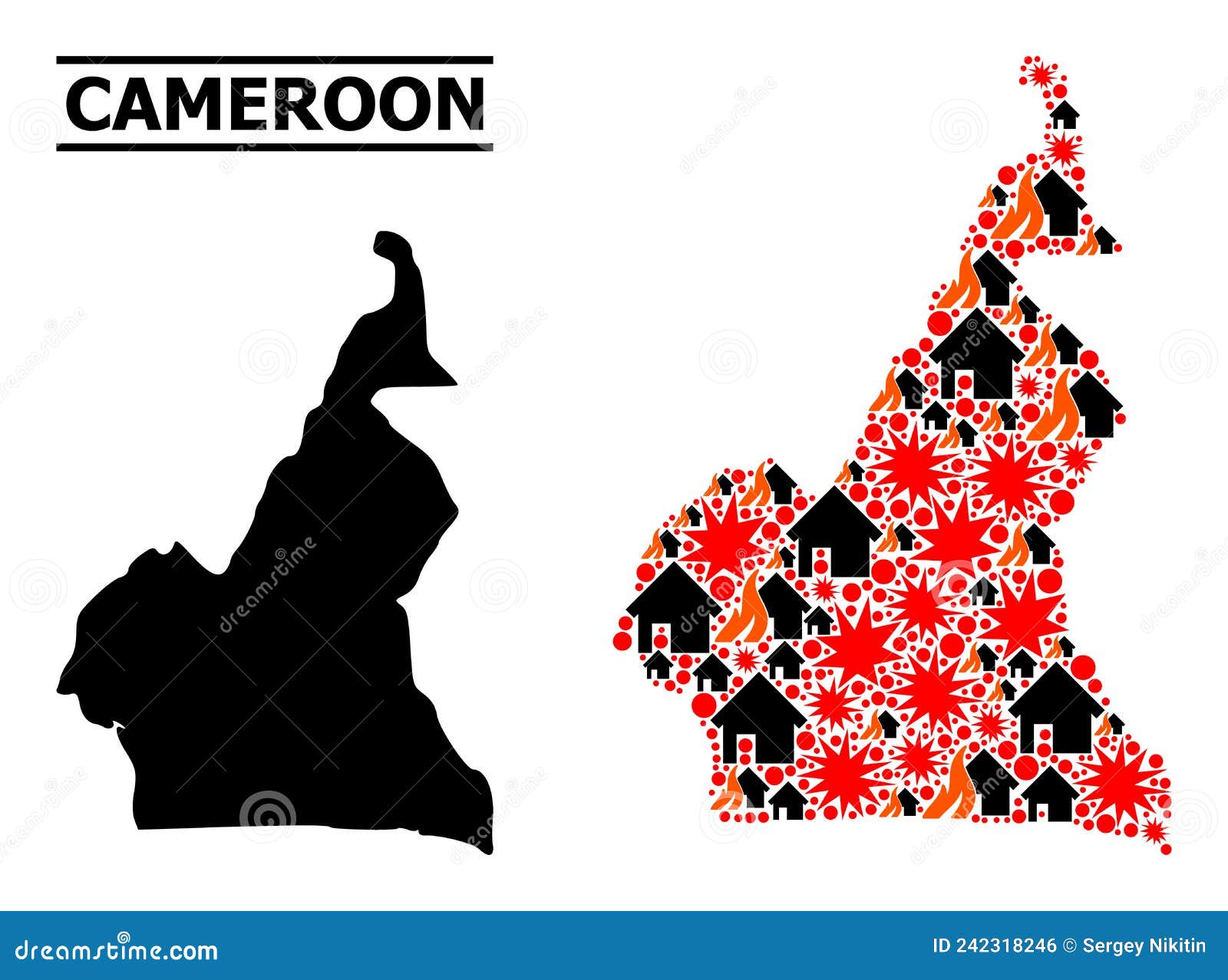 War Pattern Map of Cameroon Stock Vector - Illustration of cameron ...