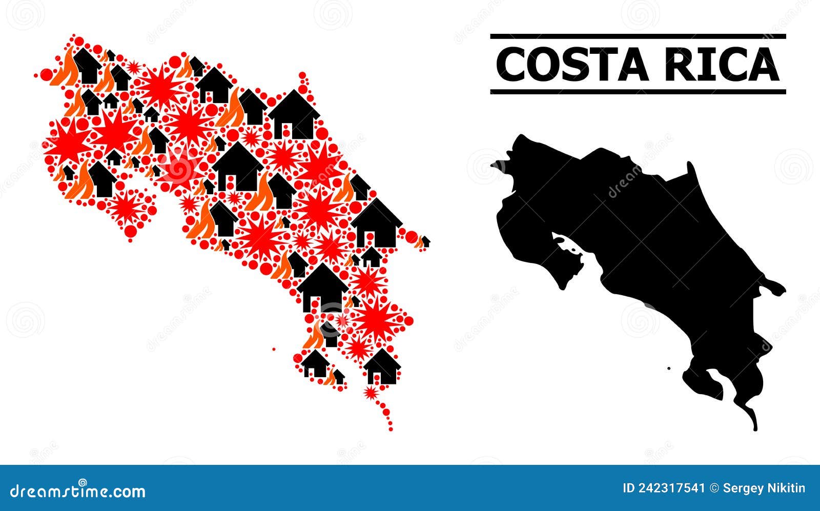 War Pattern Map of Costa Rica Stock Vector - Illustration of region ...