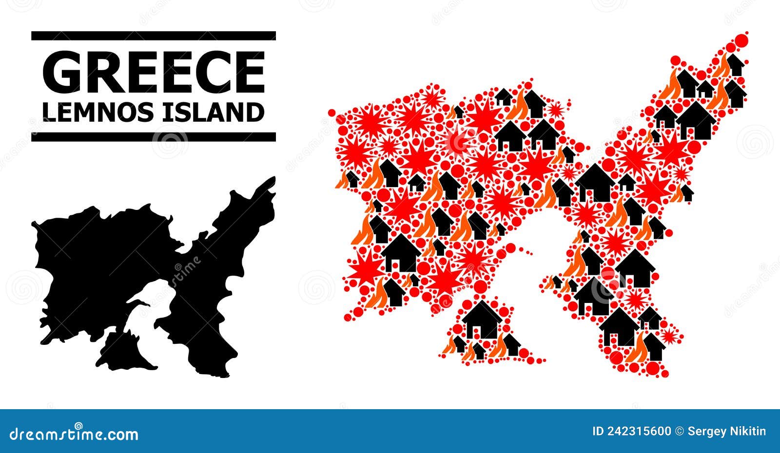 Lemnos Island Map - Cdr Format Cartoon Vector | CartoonDealer.com ...