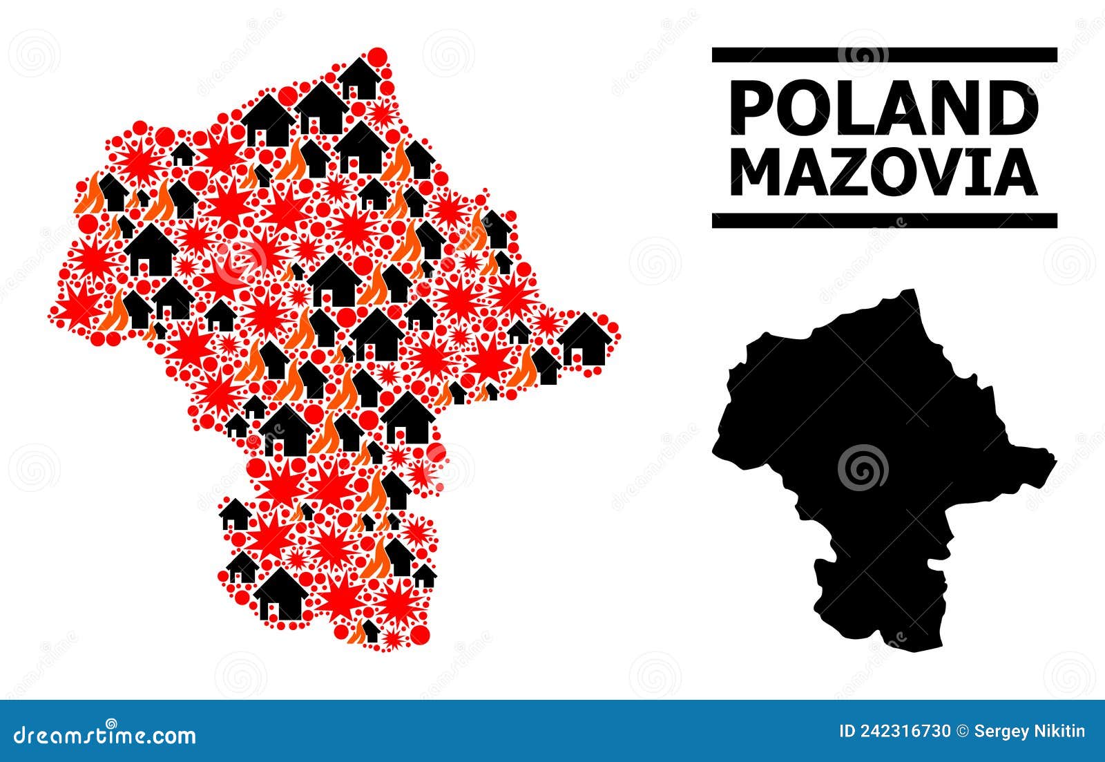 War Pattern Map of Mazovia Province Stock Vector - Illustration of ...