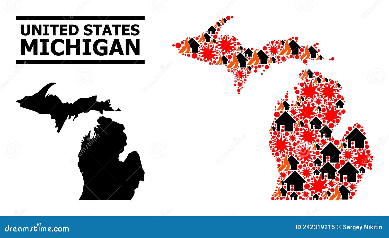 War Pattern Map of Michigan State Stock Vector - Illustration of state ...