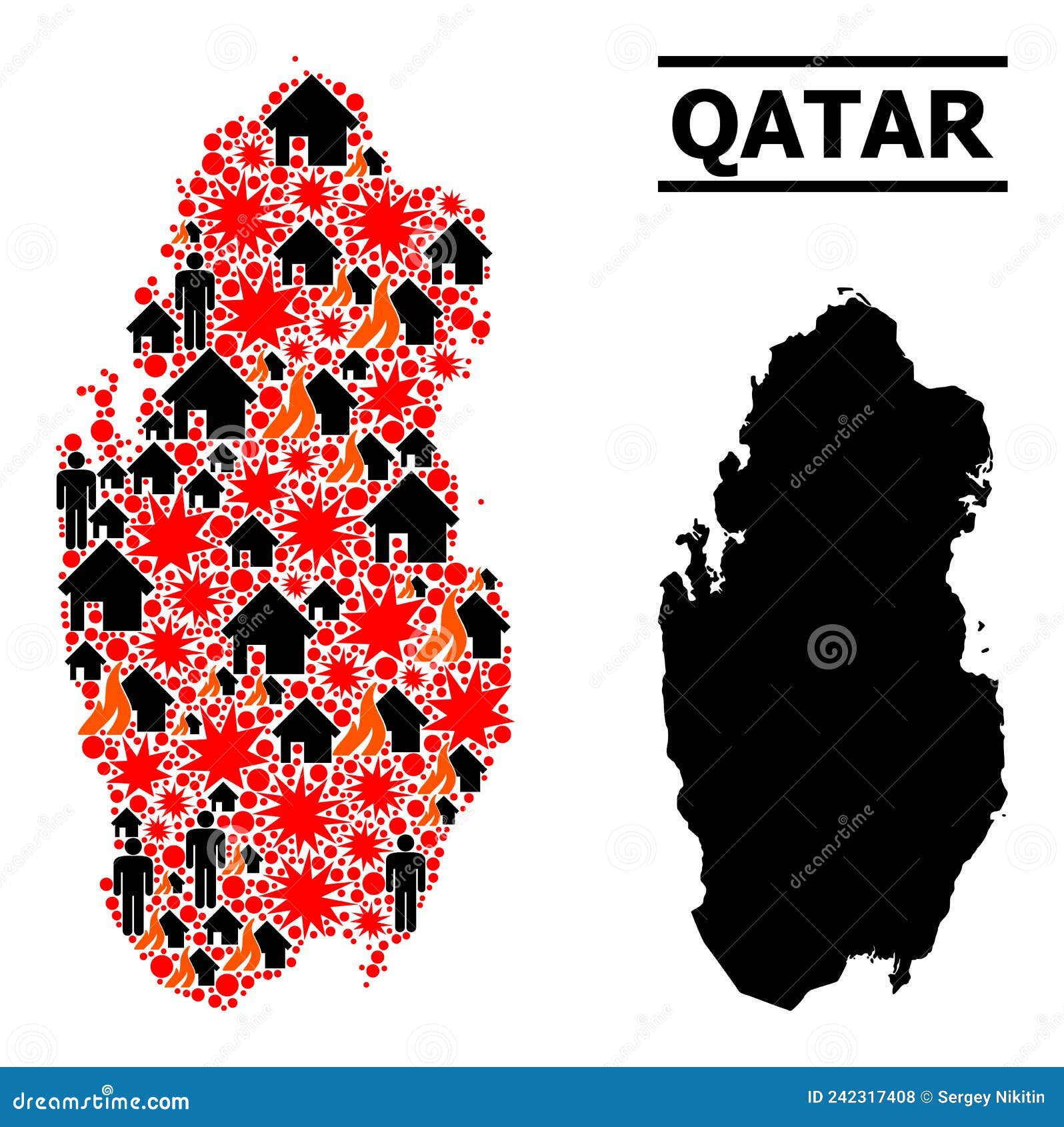 War Pattern Map of Qatar stock vector. Illustration of country - 242317408